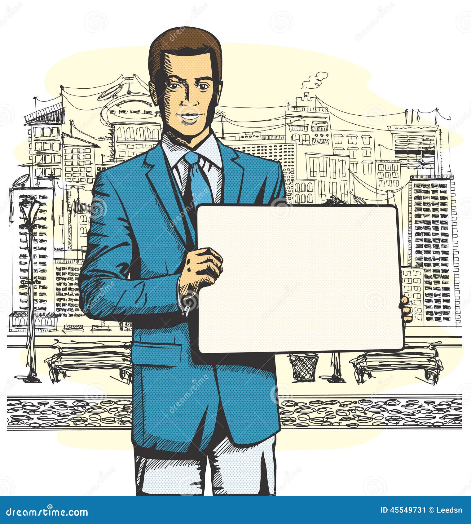 Vector Business Man with Empty Write Board Stock Vector - Illustration ...