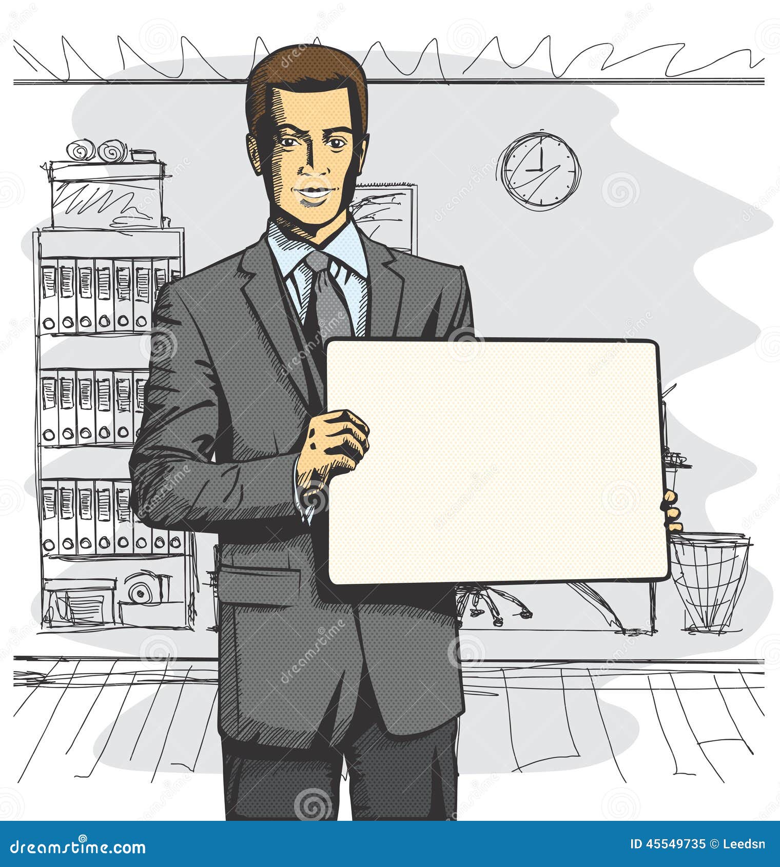 Vector Business Man with Empty Write Board Stock Vector - Illustration ...