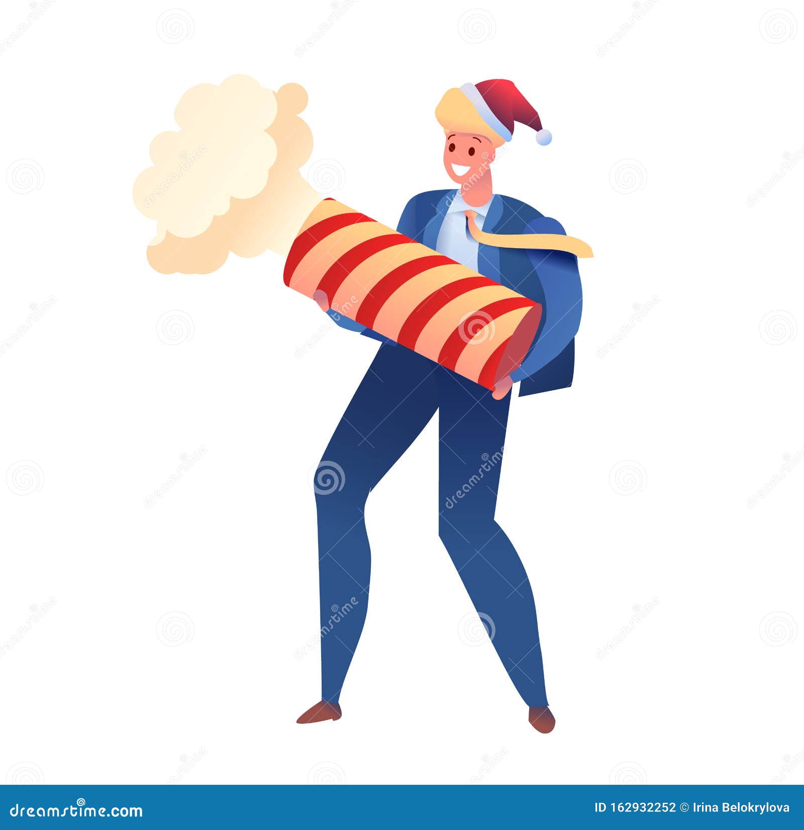 Vector Business Man in Office Suit and Firecracker Stock Vector ...