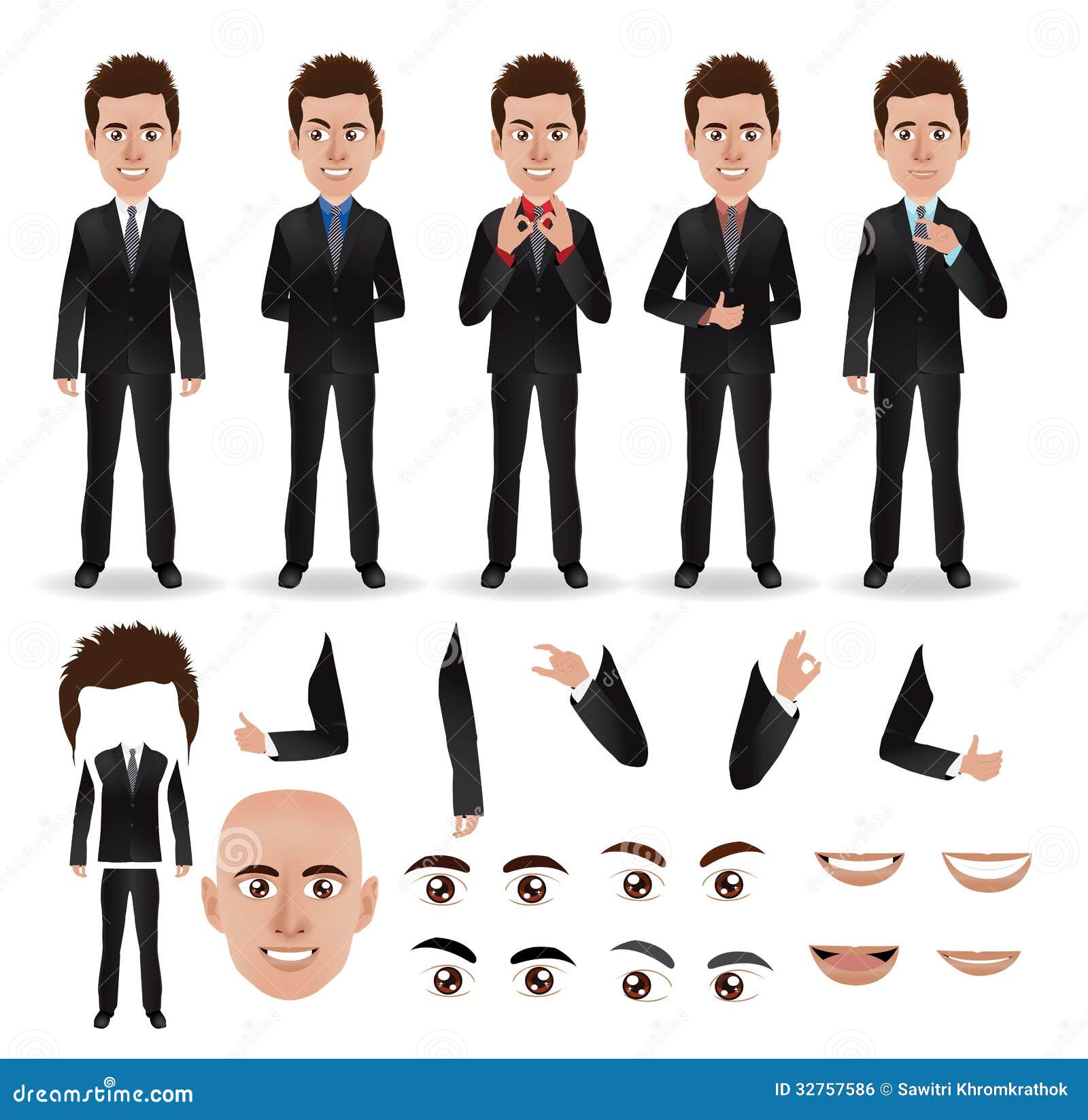 Vector Business Man with Parts of the Body Stock Vector - Illustration ...