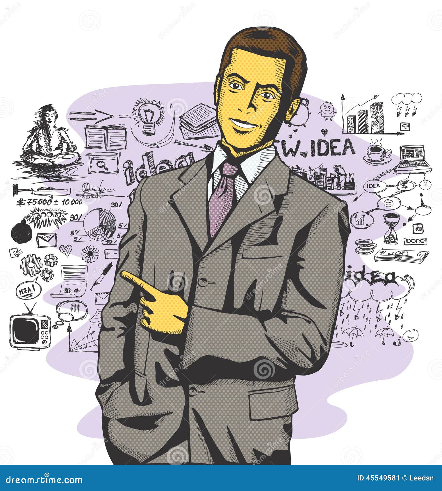 Vector Business Man Show Something with Finger Stock Vector ...
