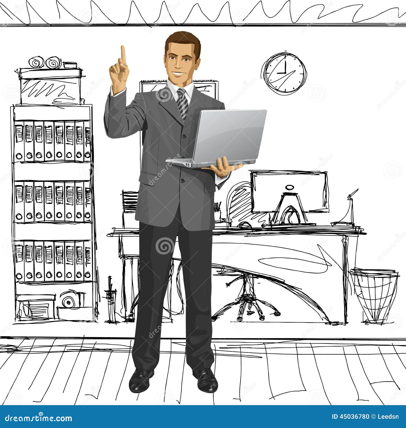 Vector Business Man Shows Something with Finger Stock Vector ...