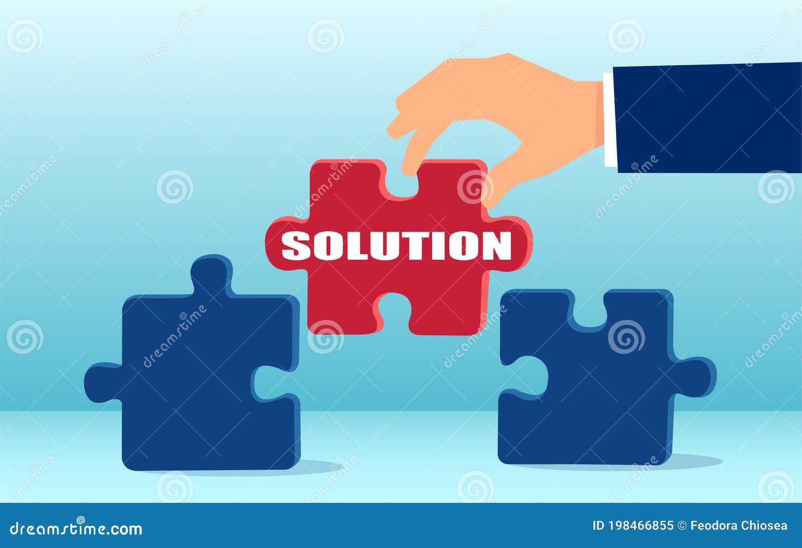 Vector of a Business Man with a Solution Bridging the Puzzle Gap Stock ...