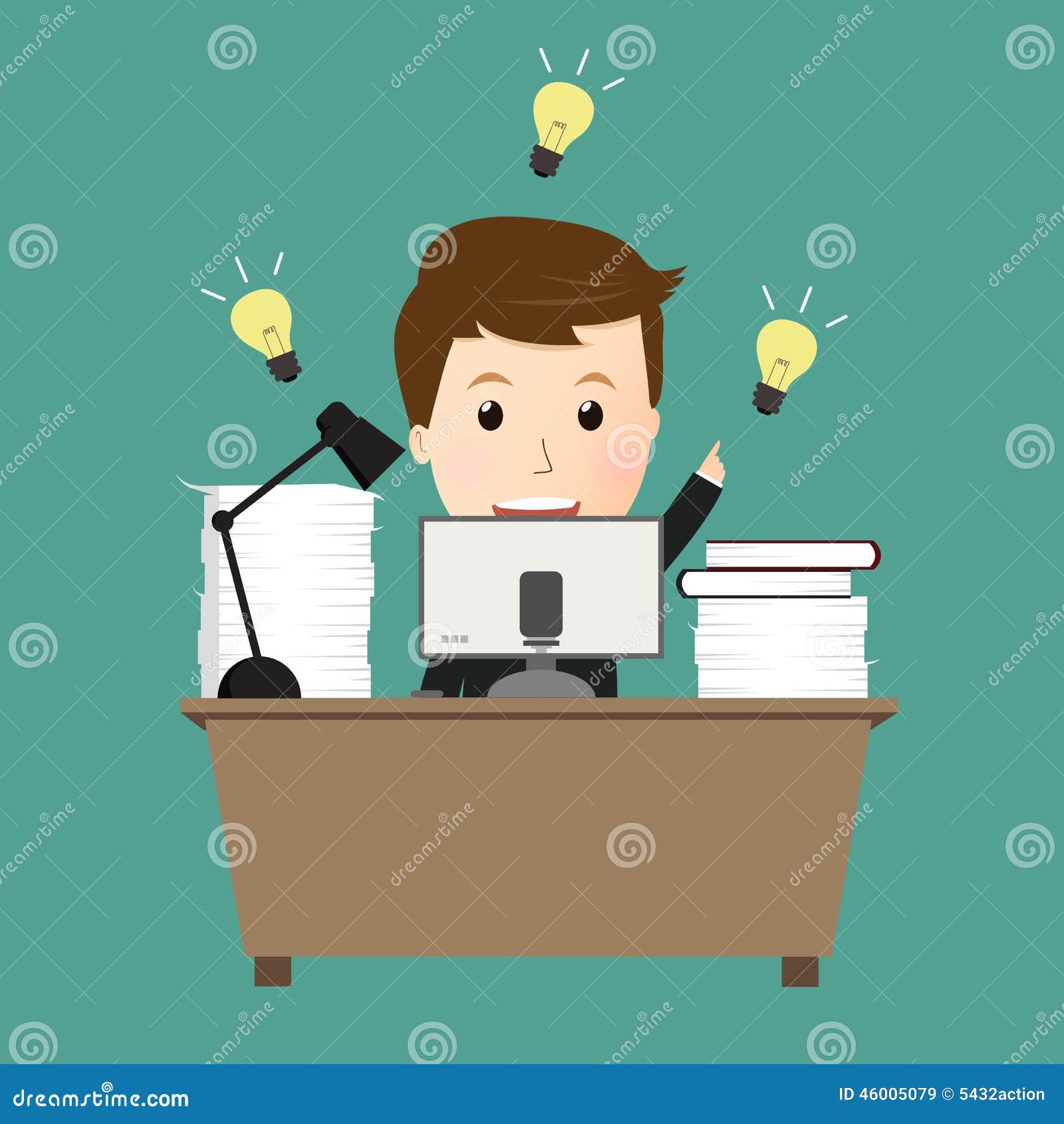 Vector of Business Man Work with Great Idea Stock Vector - Illustration ...