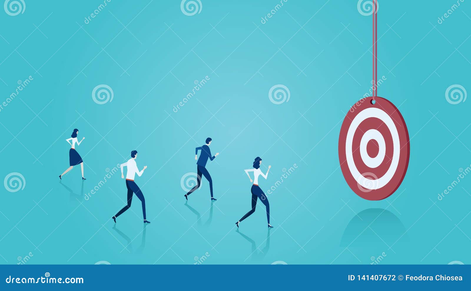 Vector of Business People Running Towards a Target Stock Illustration ...