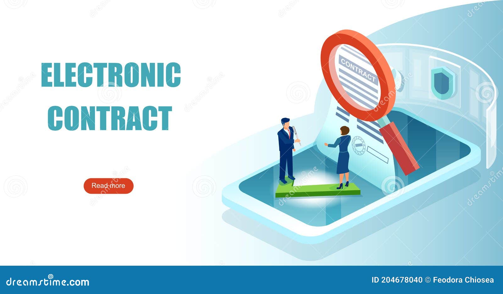 Vector of Business People Signing Online E-contract Document Stock ...