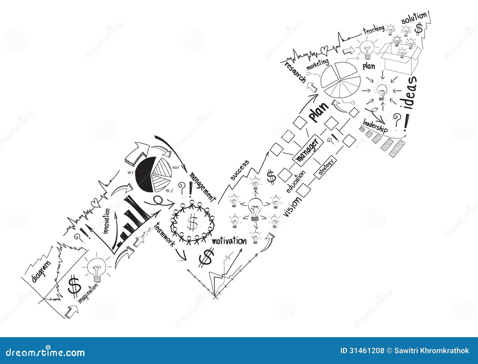 Vector Business Success Concept with Drawing Strat Stock Vector ...