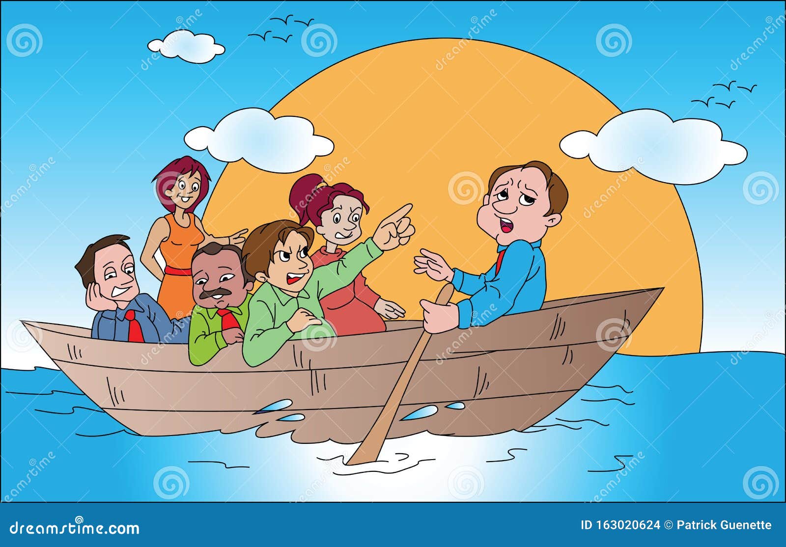 Team Boat Together. Business Teamwork Leadership Concept. Leader ...