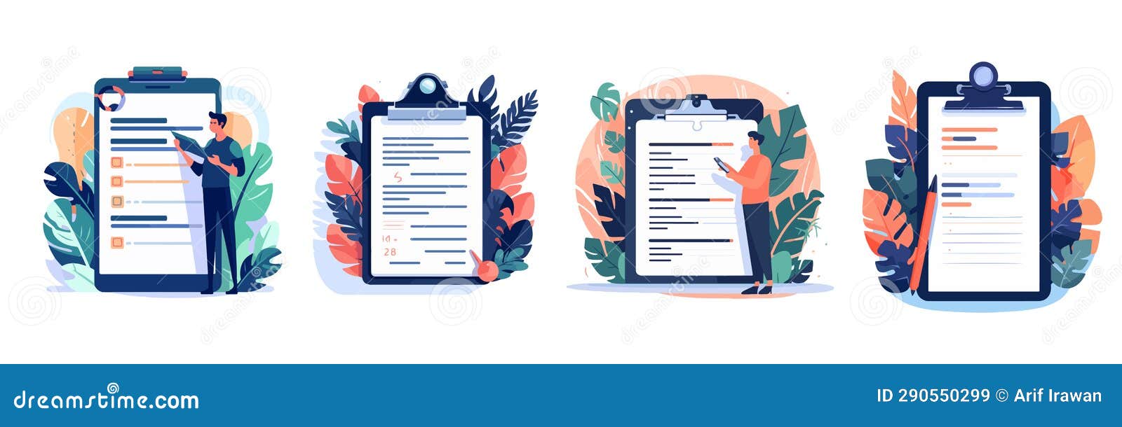 Vector Business Team Fill Out Checklist in Mobile Application To Do ...