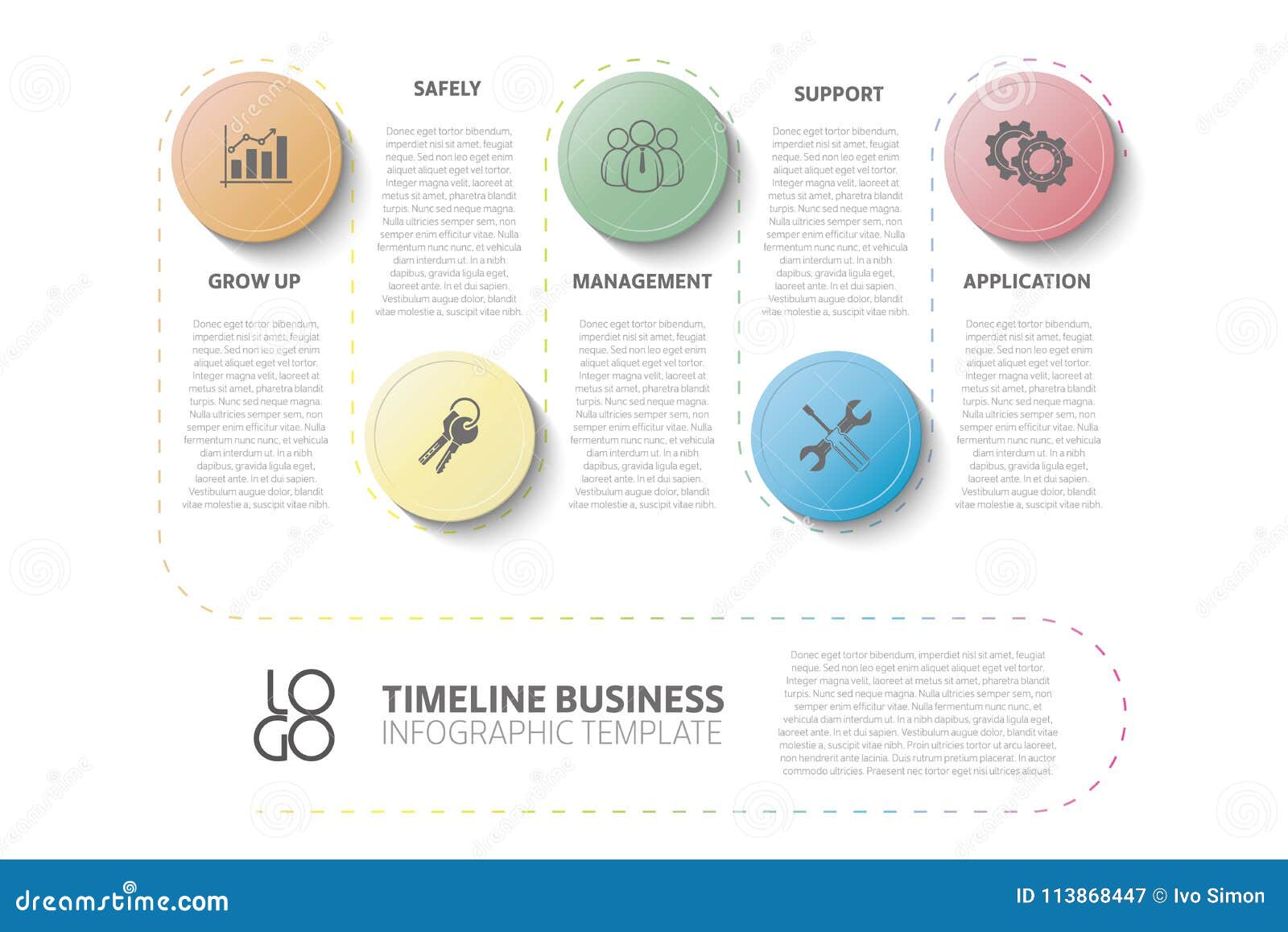 Workflow, Research, Timeline, 5 Steps Stock Vector - Illustration of ...