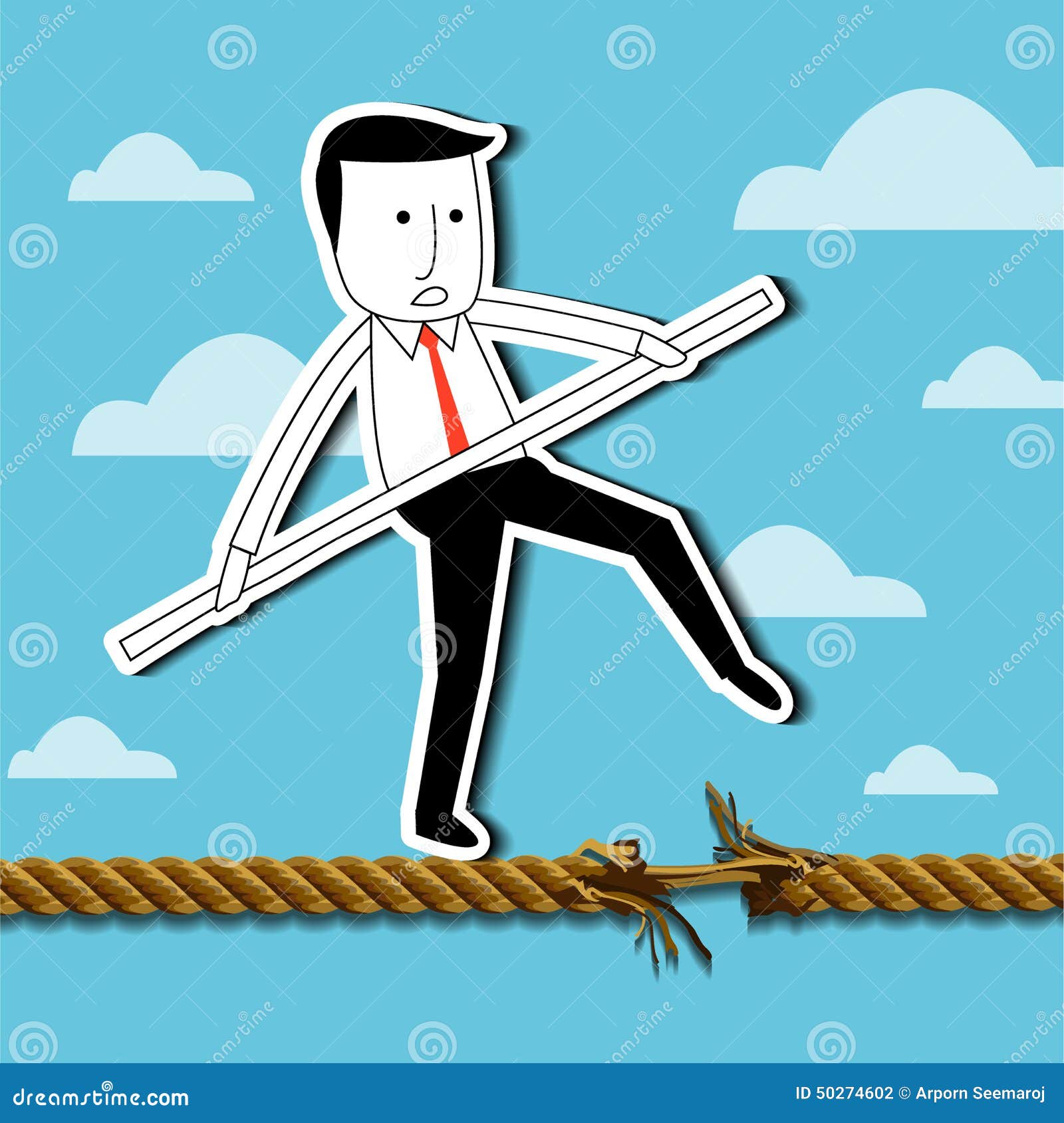 Vector of Businessman is Balancing on a Rope. Stock Vector ...