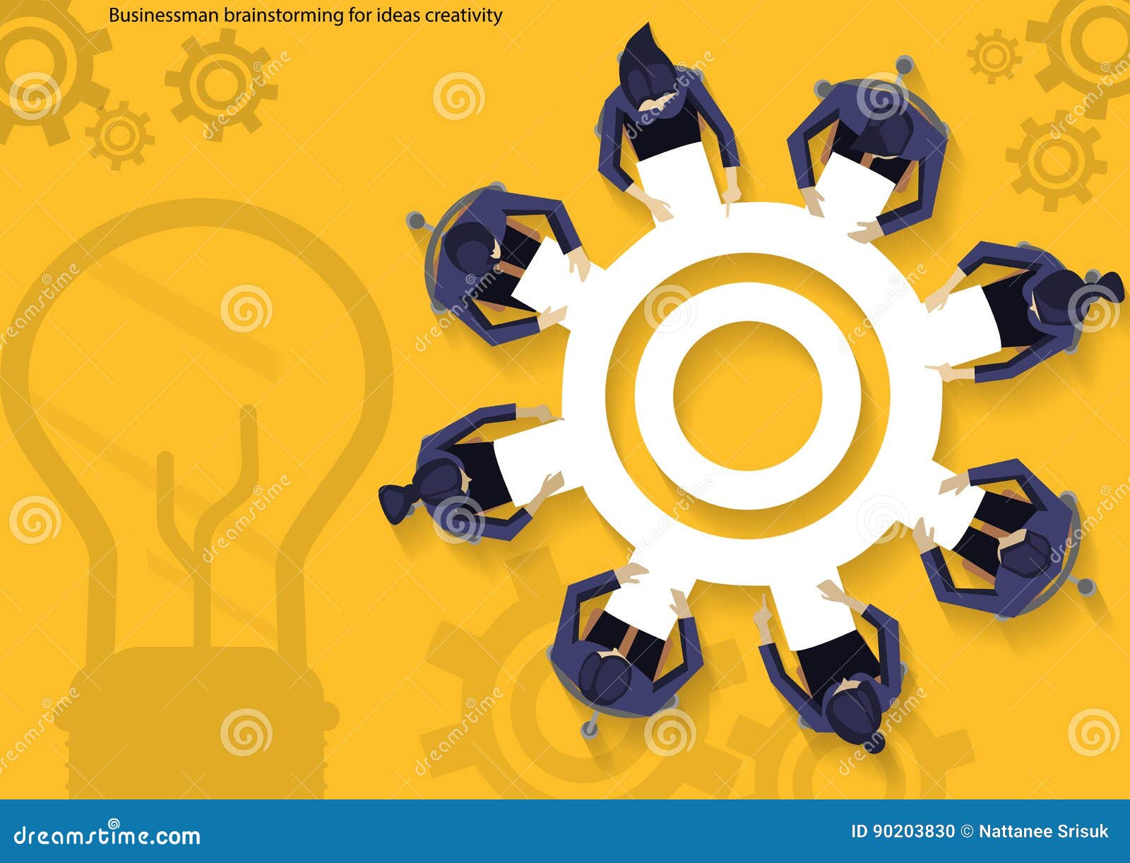 Vector Businessman Brainstorming for Ideas Creativity Flat Design Stock ...