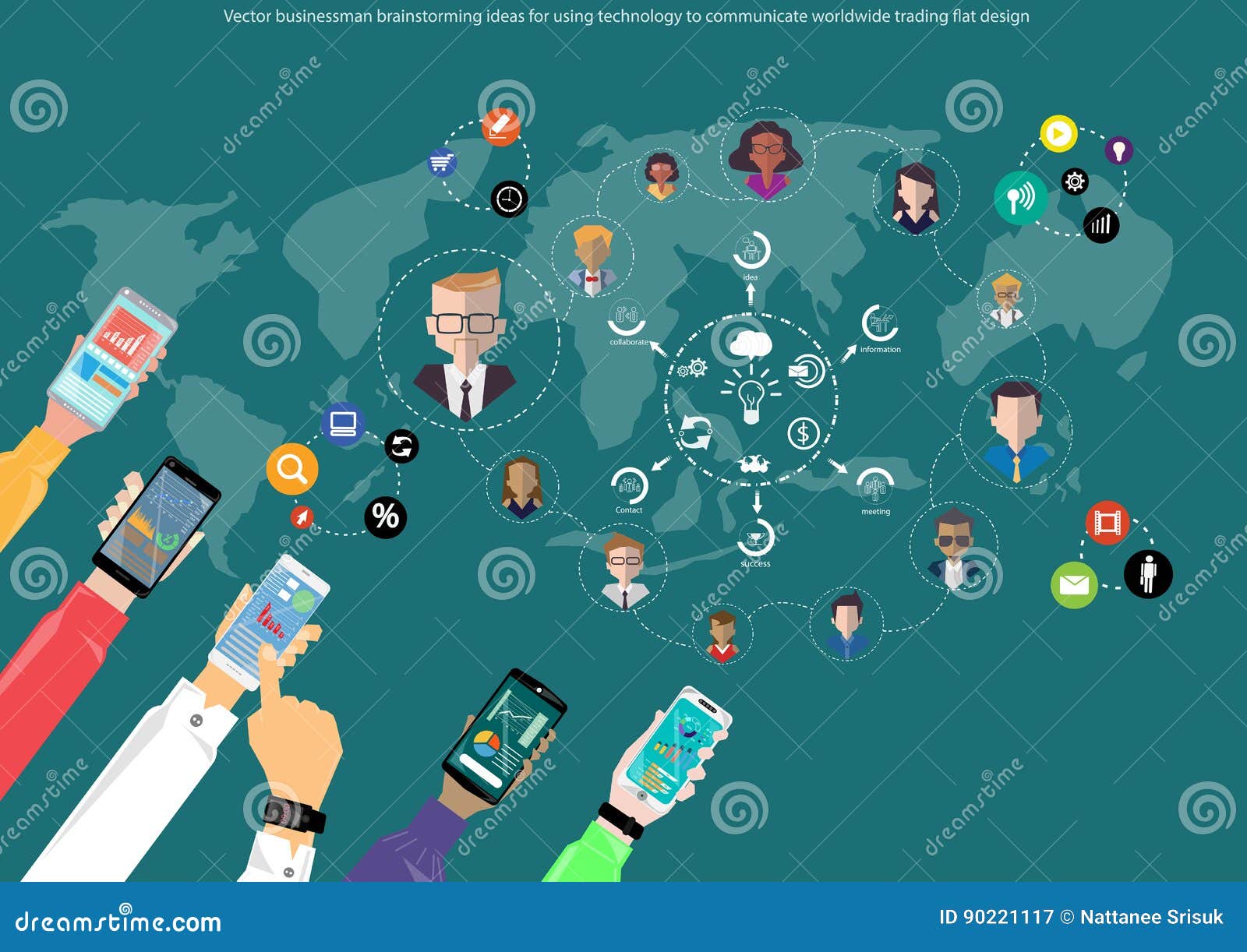 Vector Businessman Brainstorming Ideas for Using Technology To ...