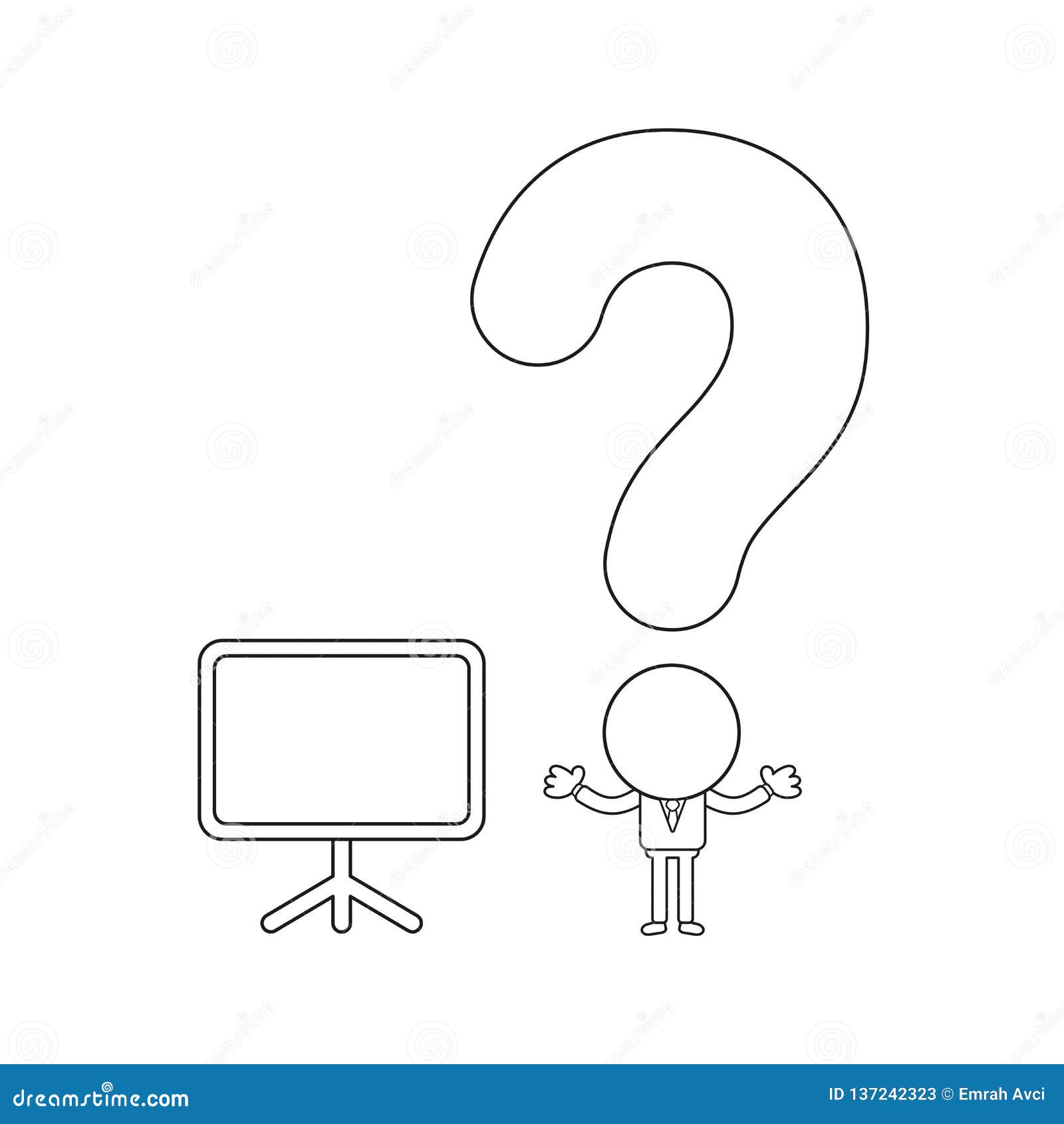 Vector Businessman Character with Blank Presentation Chart and Question ...