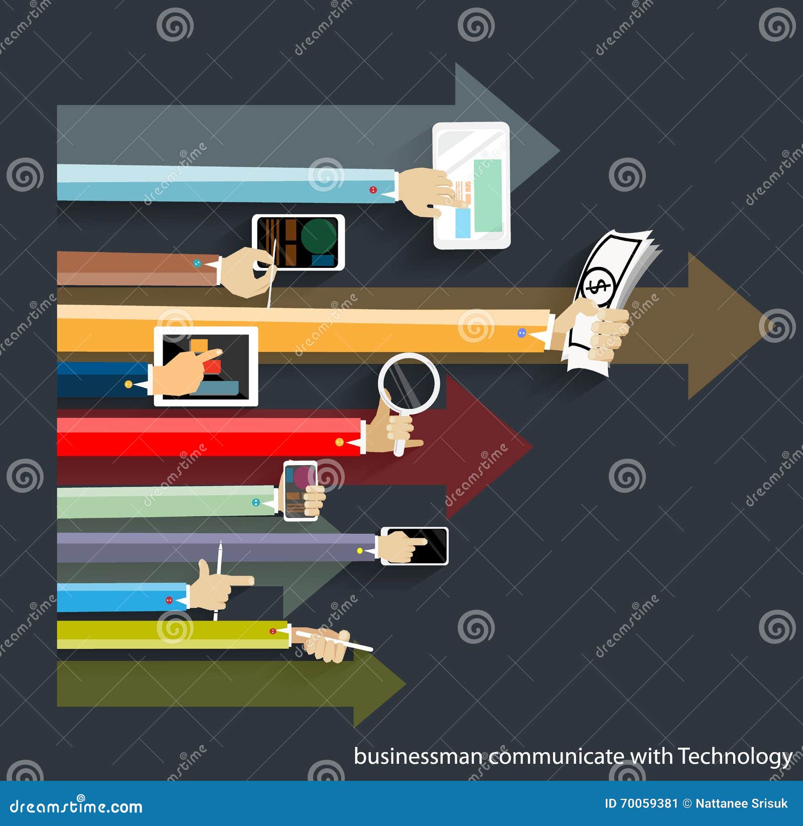 Vector Businessman Communicate with Technology Stock Vector ...