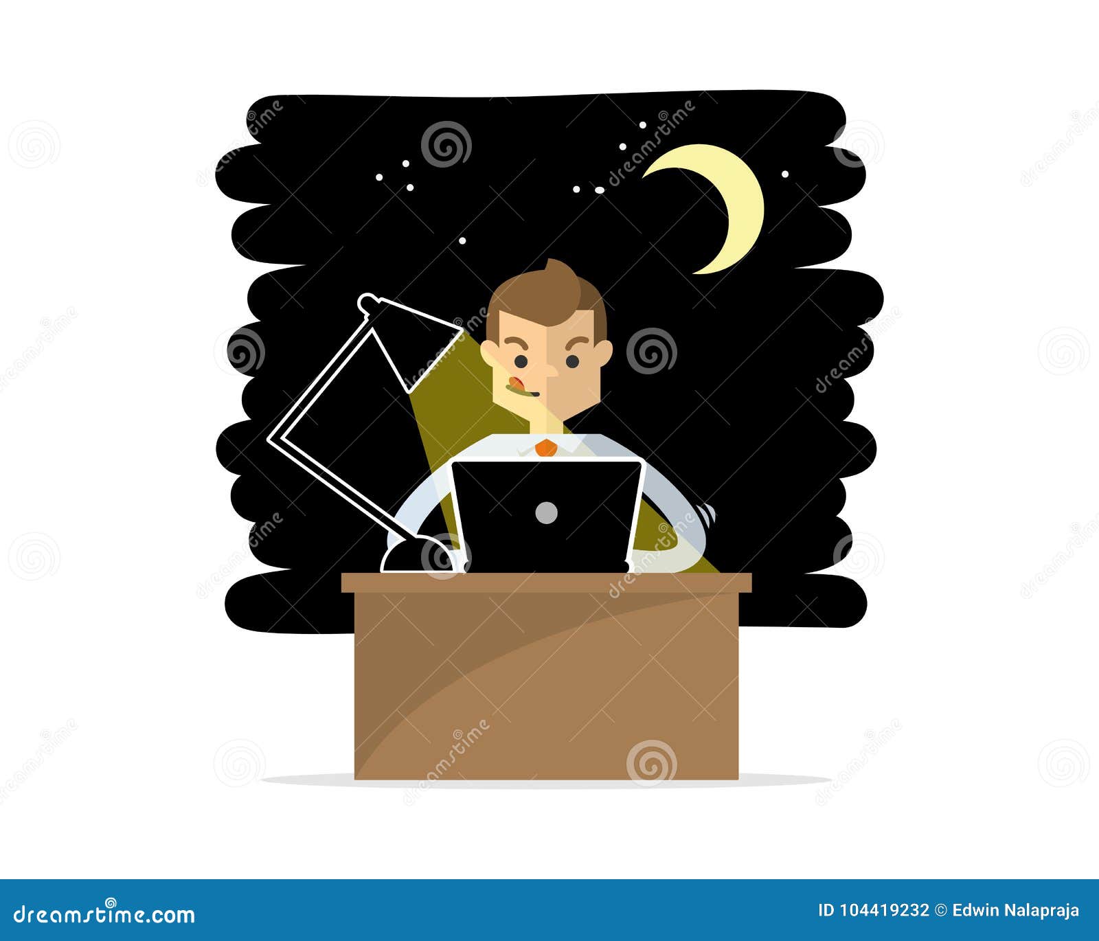 Vector of a Businessman or Employee Doing Overtime Work Stock Vector ...
