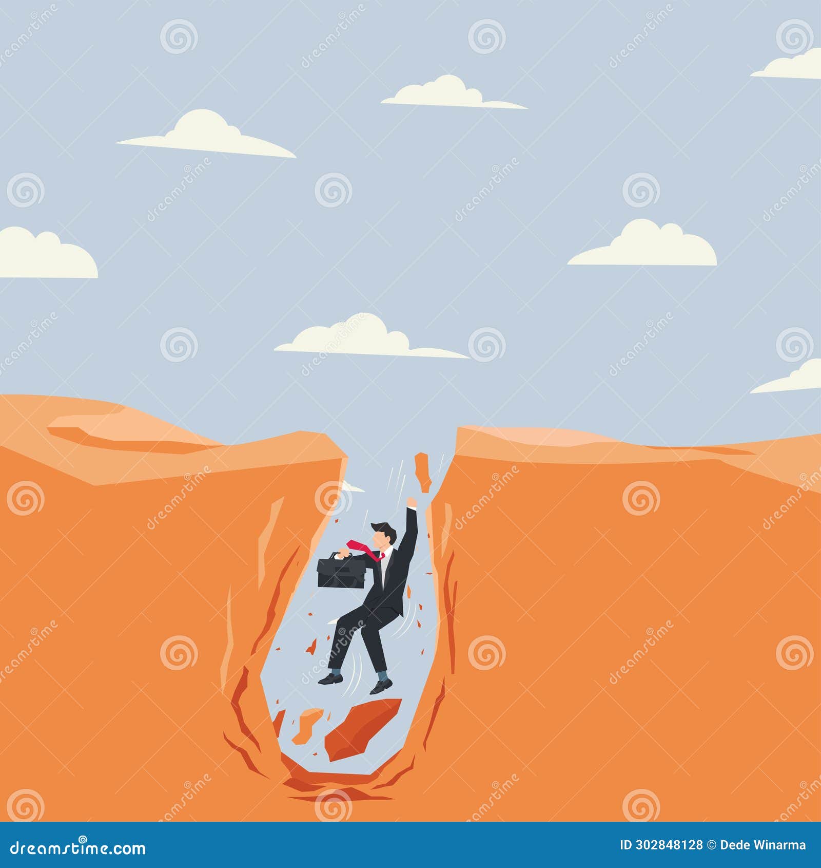 Businessman Fell into the Hole Need Help Illustration Stock Vector ...