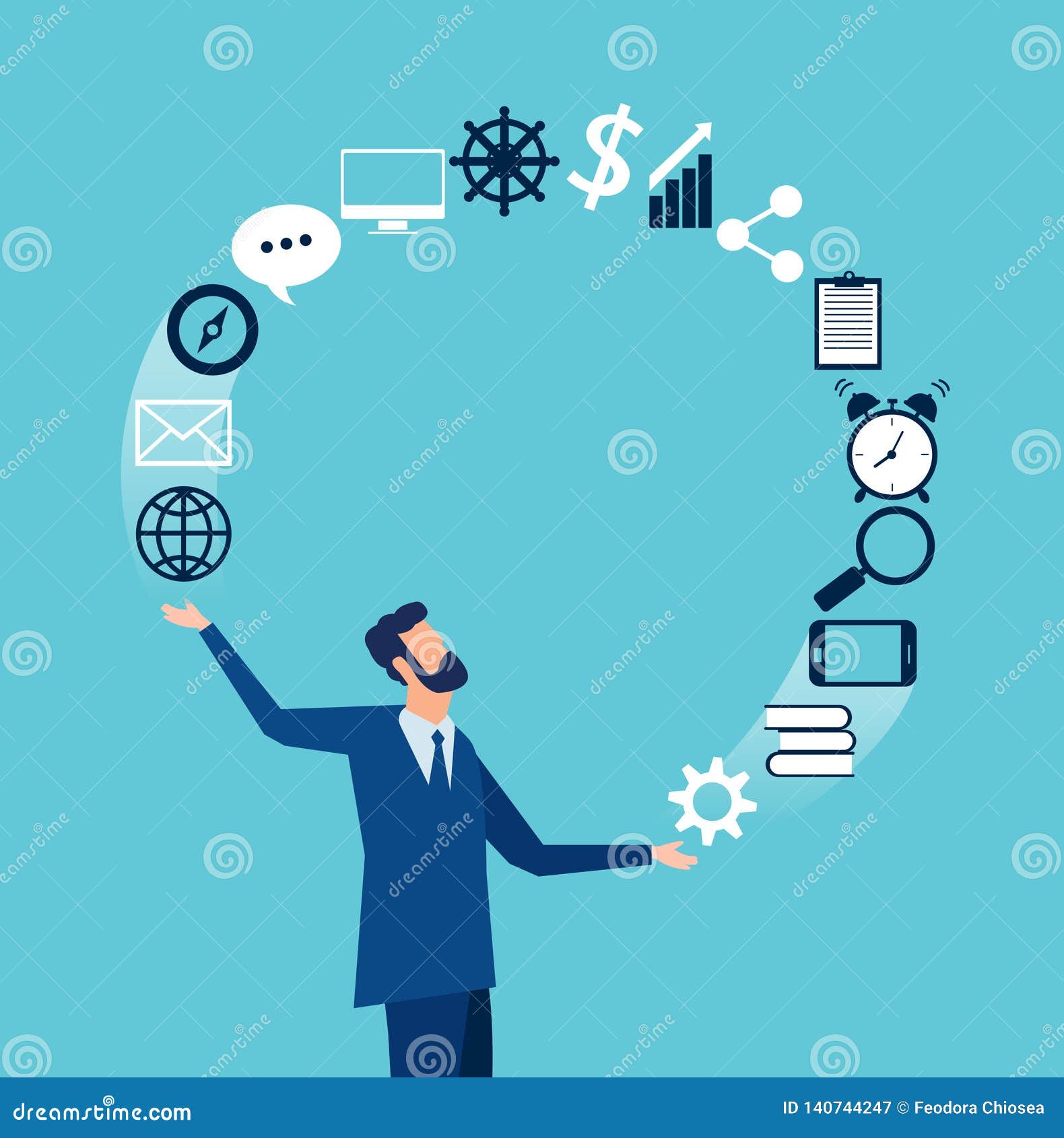 Vector of a Businessman Juggling Business Icons Stock Vector ...