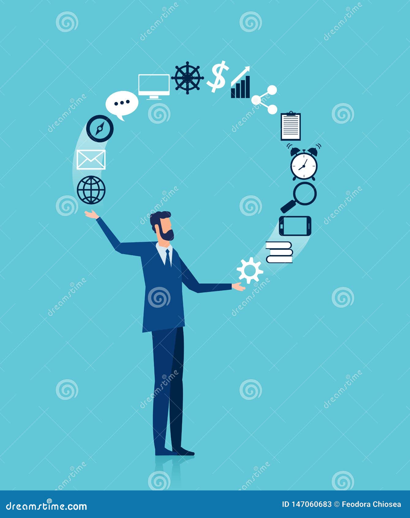 Vector of a Businessman Juggling Business Icons Stock Illustration ...