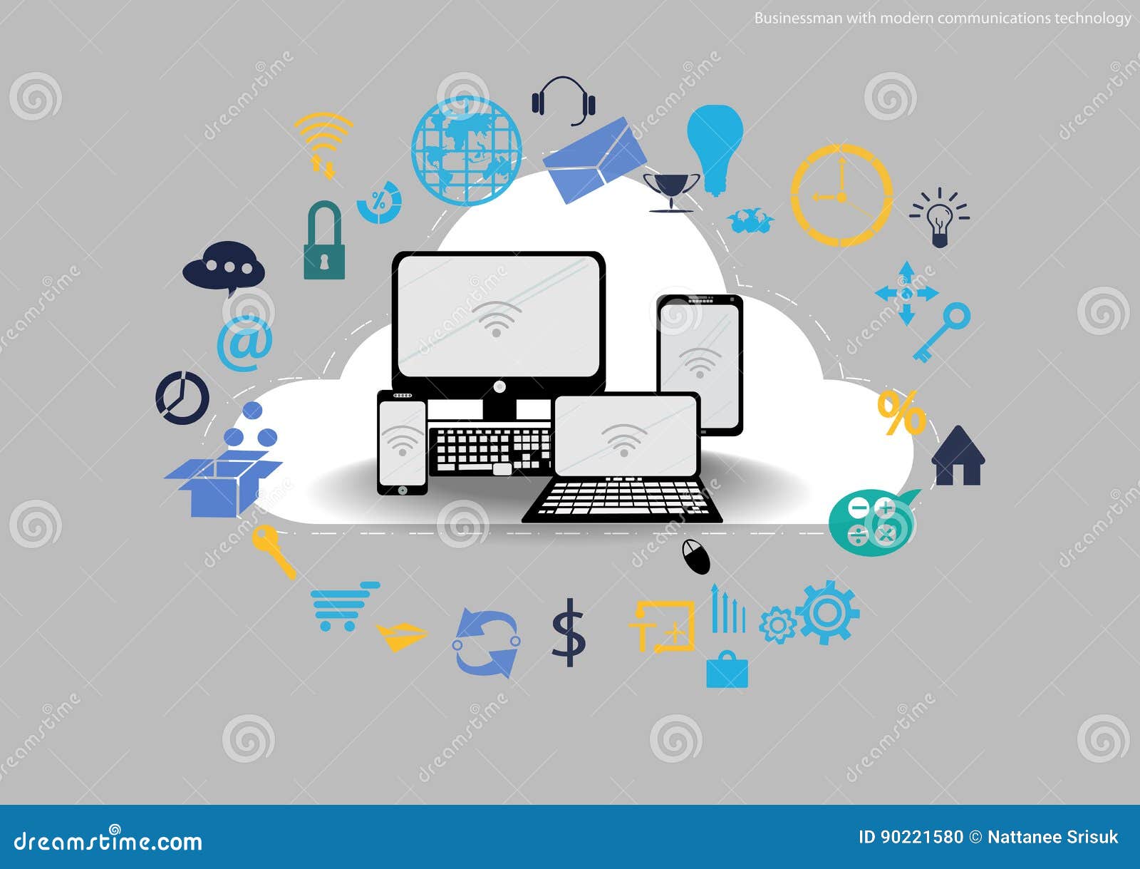 Vector Businessman with Modern Communication Technology and Business ...