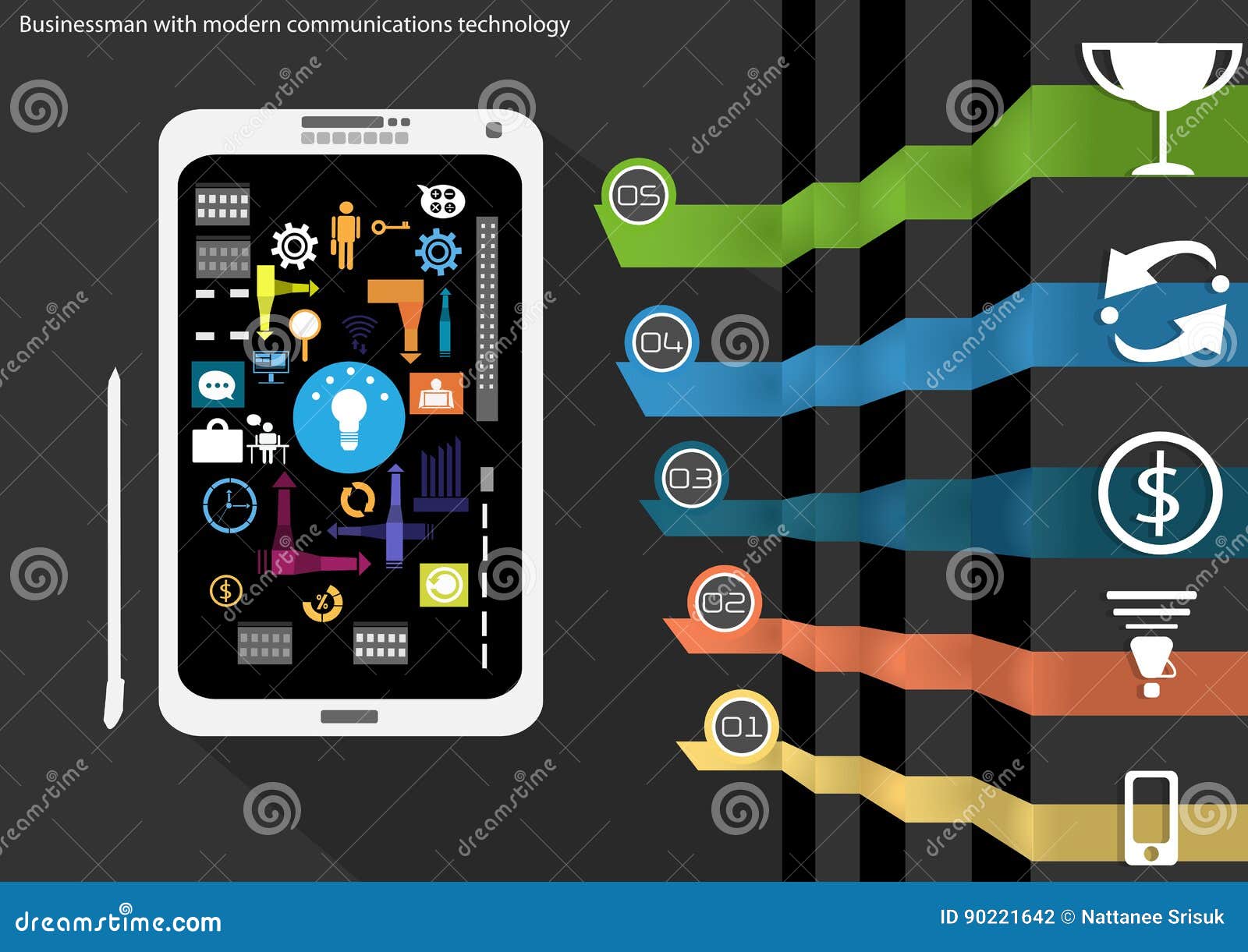 Vector Businessman with Modern Communication Technology and Business ...