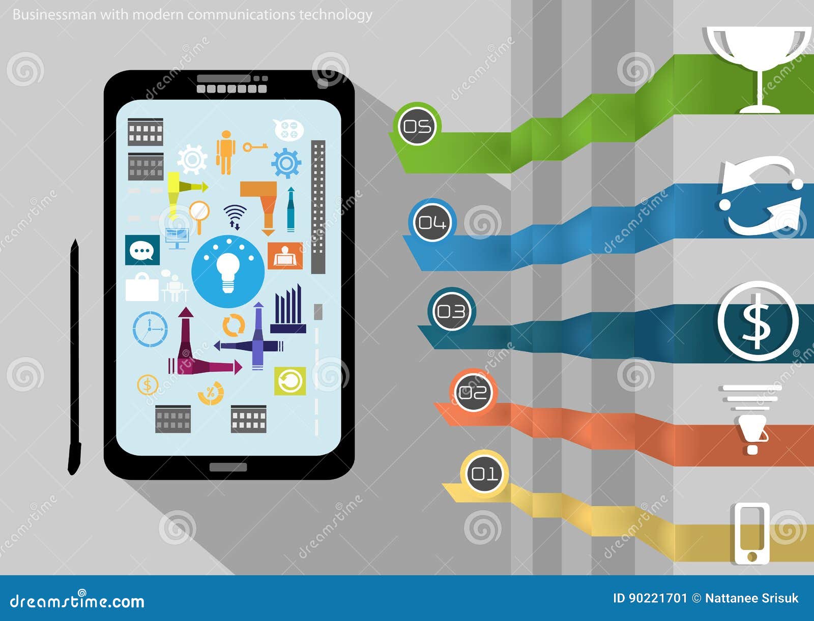 Vector Businessman with Modern Communication Technology and Business ...