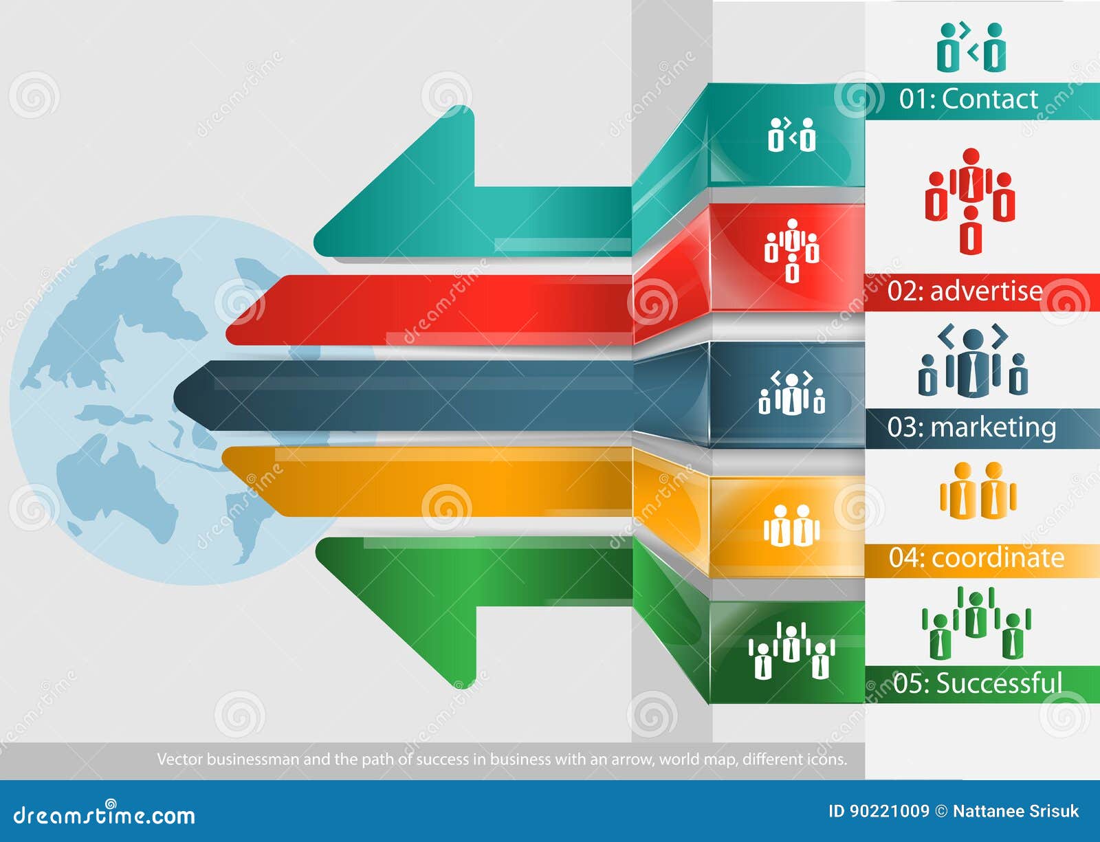 Vector Businessman and the Path of Success in Business with an Arrow ...