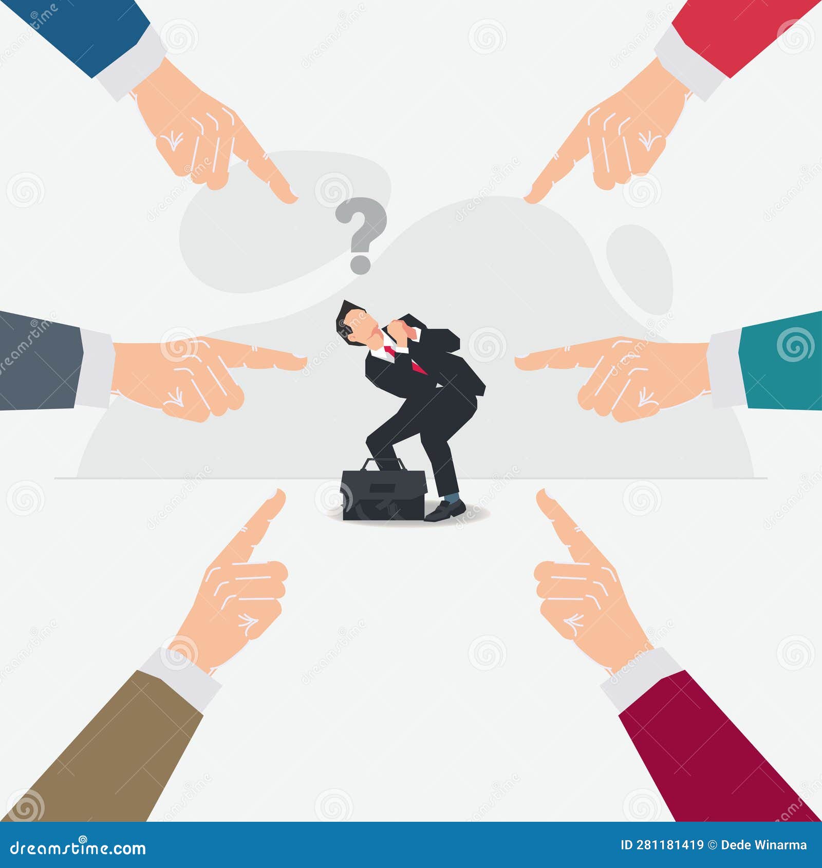 The Hands Accuse And Point To The Center Of The Canvas. Ridicule And ...