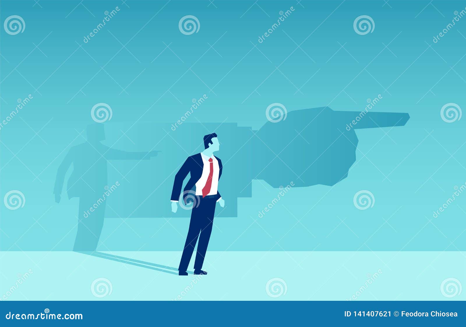 Vector of a Businessman Shadow Pointing Him a Direction Stock ...