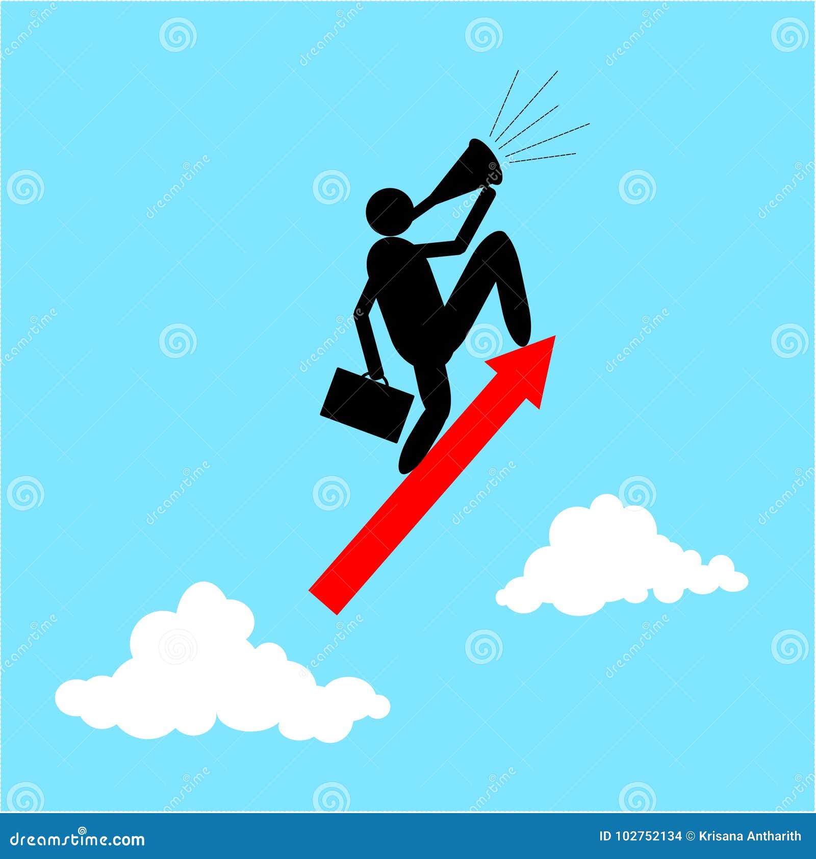 Vector of Businessman Standing on a Flying Arrows. Business Stock ...