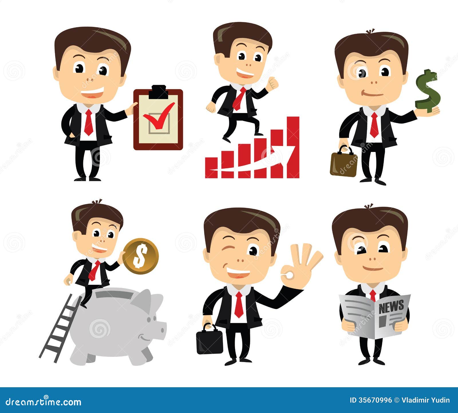 Vector Businessman in Various Poses Stock Vector - Illustration of ...