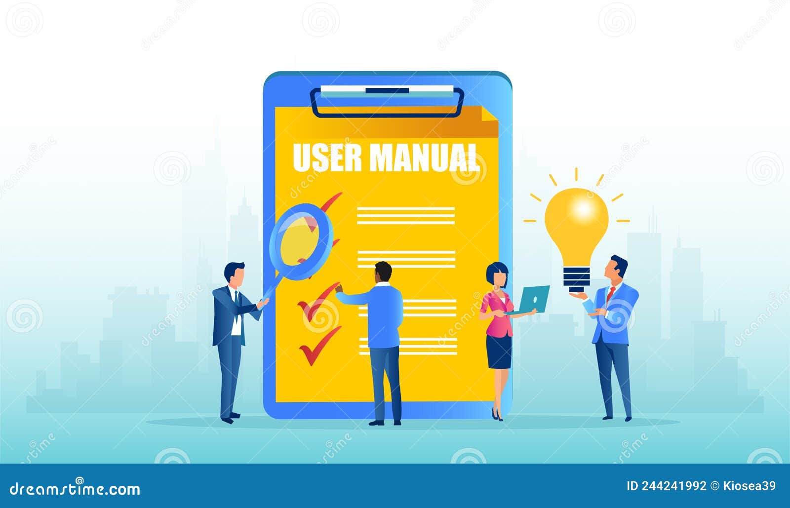 Vector of Businesspeople Reading an User Manual Stock Vector ...