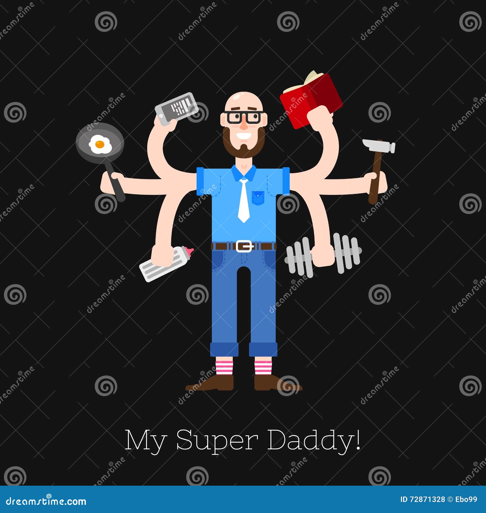 Vector Busy Multitasking Man Stock Vector - Illustration of person ...