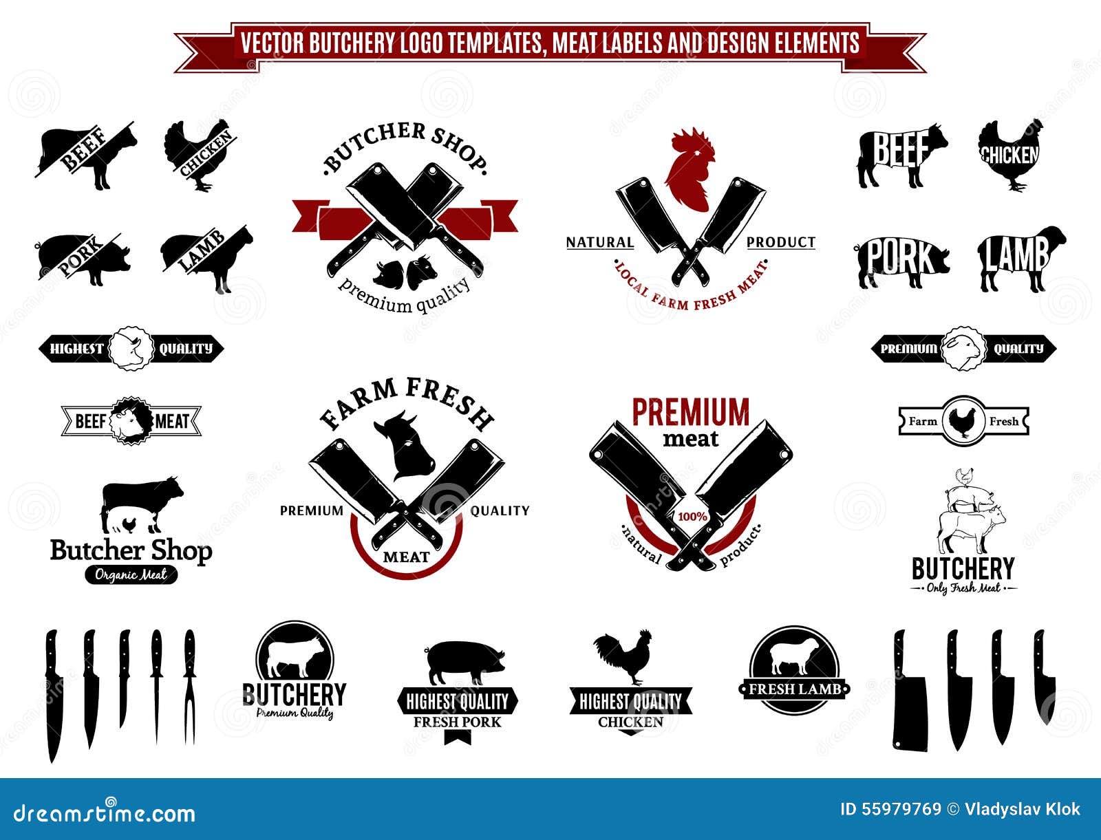 Vector Butchery Logo Templates, Labels, Icons And Design Elements ...