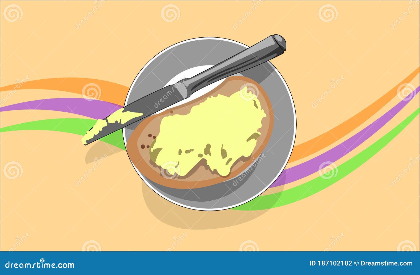 Vector Butter with Spread on Bread Stock Illustration - Illustration of ...