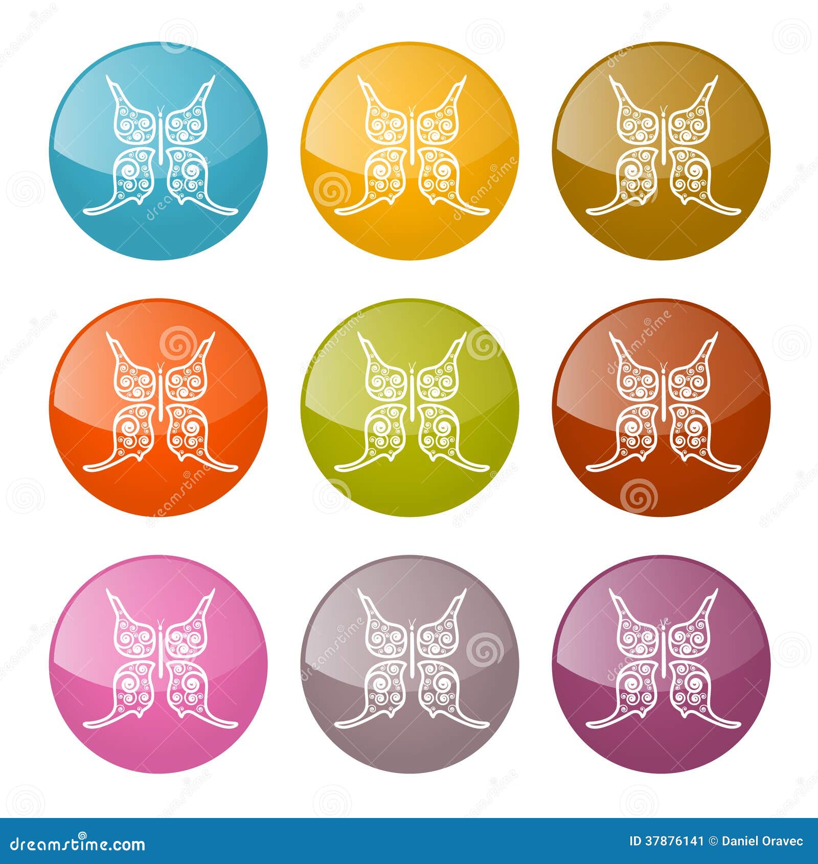 Vector Butterflies Icons Colorful Set Stock Vector - Illustration of ...