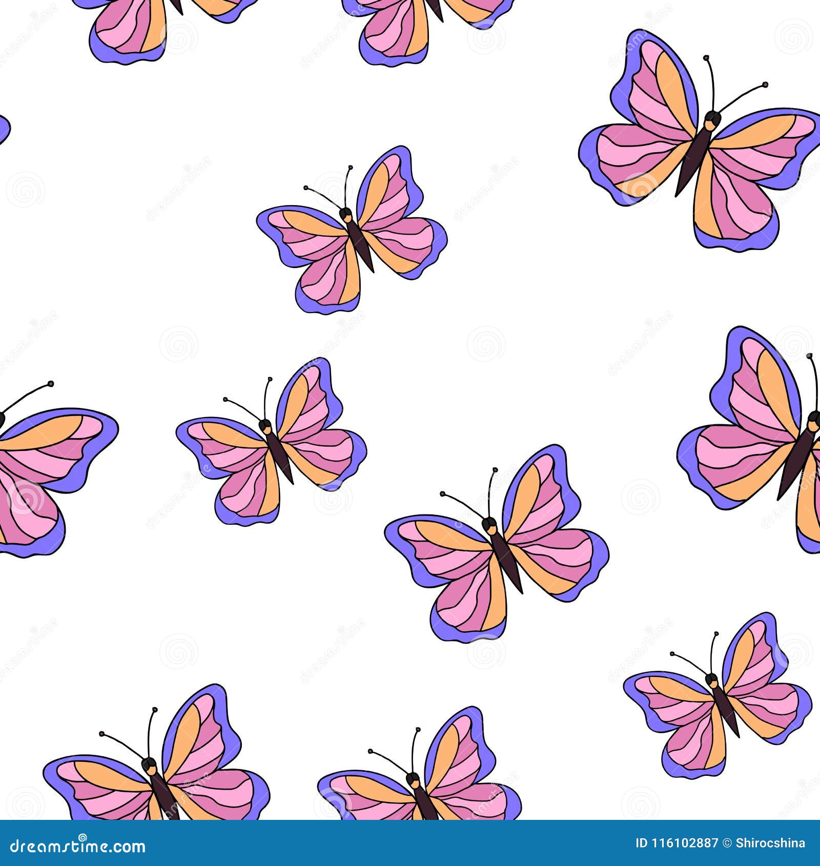 Vector Butterflies Pattern. Stock Vector - Illustration of ...