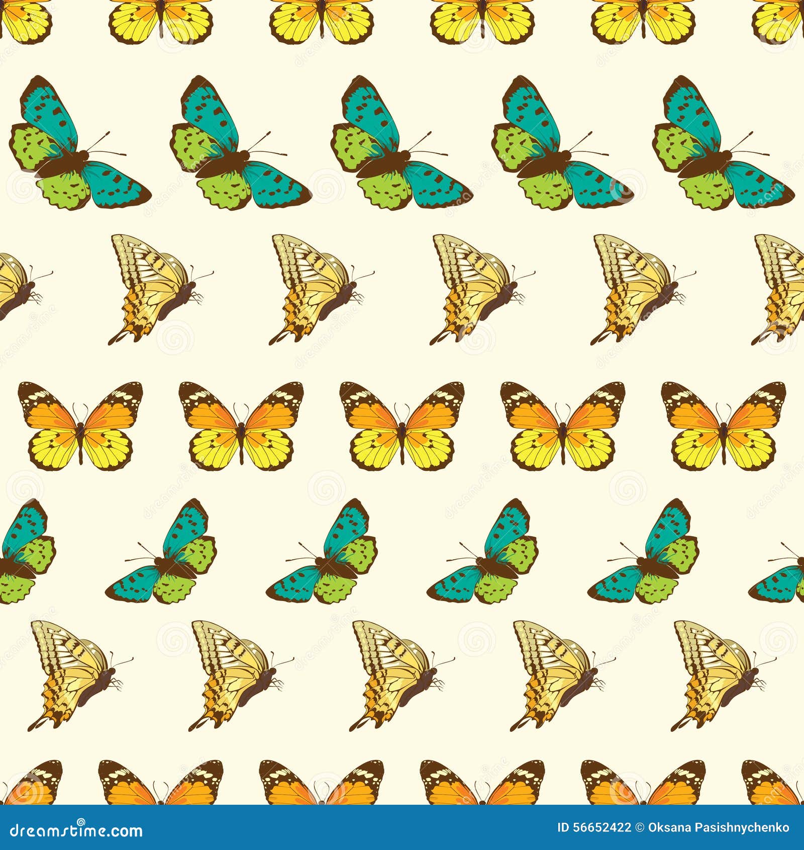 Vector Butterflies Stripes Seamless Pattern Stock Vector - Illustration ...