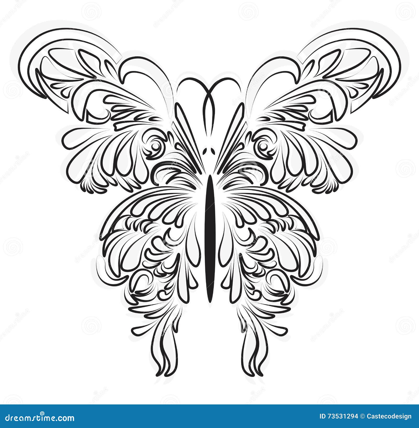 Vector Butterfly Artistic Lace Ornamented Stock Vector - Illustration ...