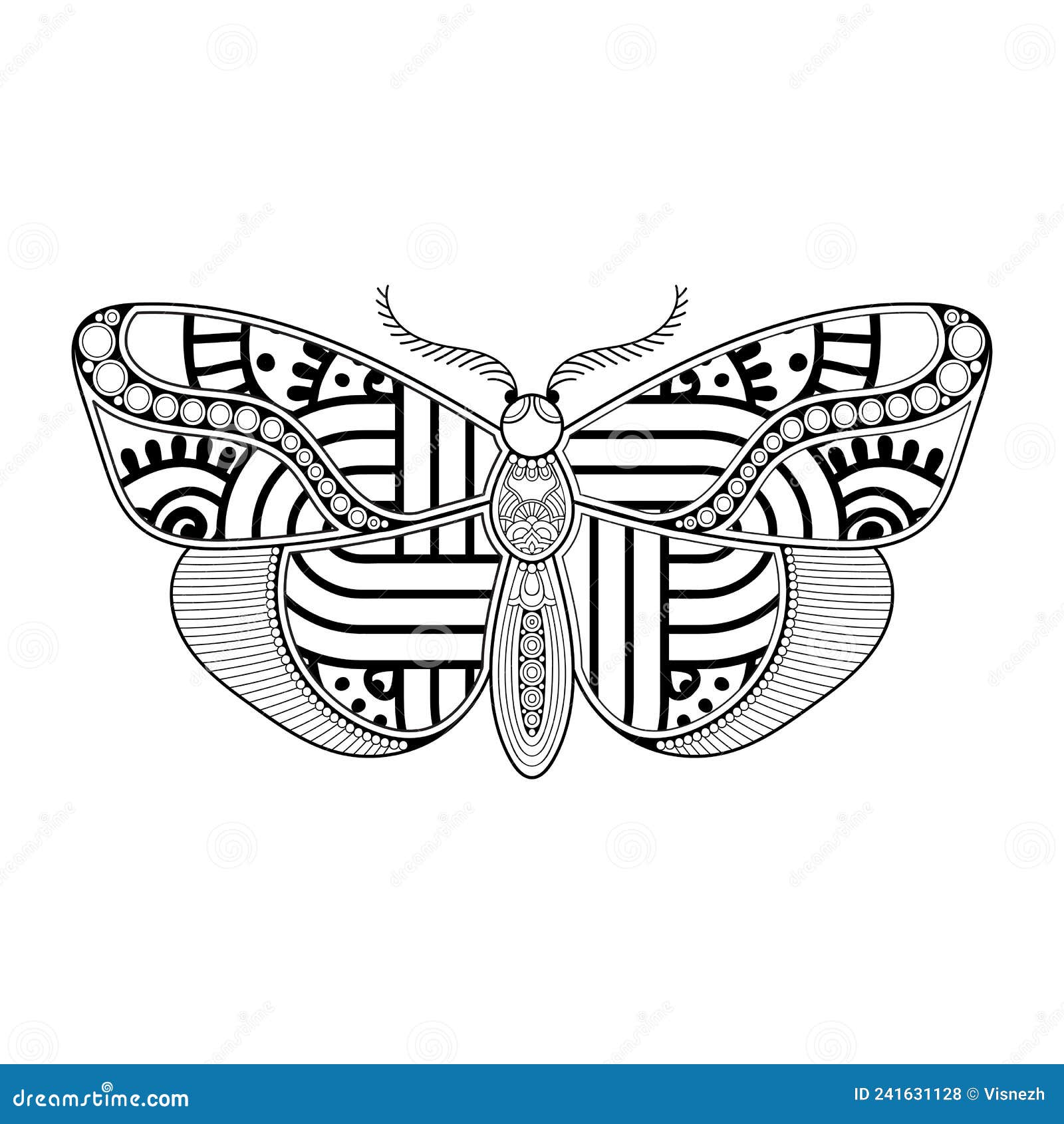 Vector Butterfly Black and White Element Line Art Print Design Stock ...