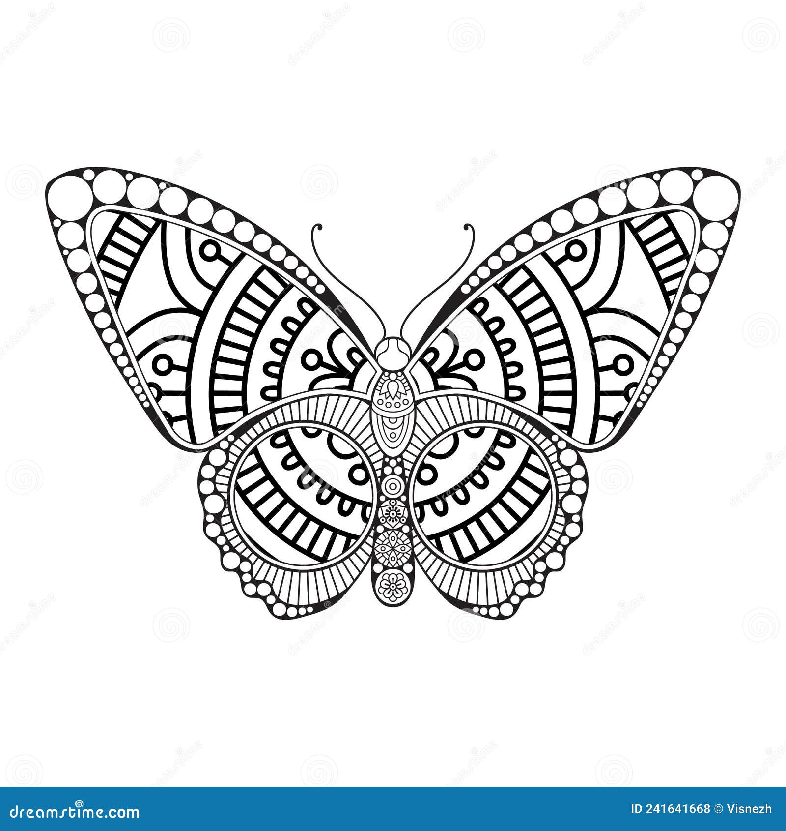Vector Butterfly Black and White Element Line Art Print Design Stock ...