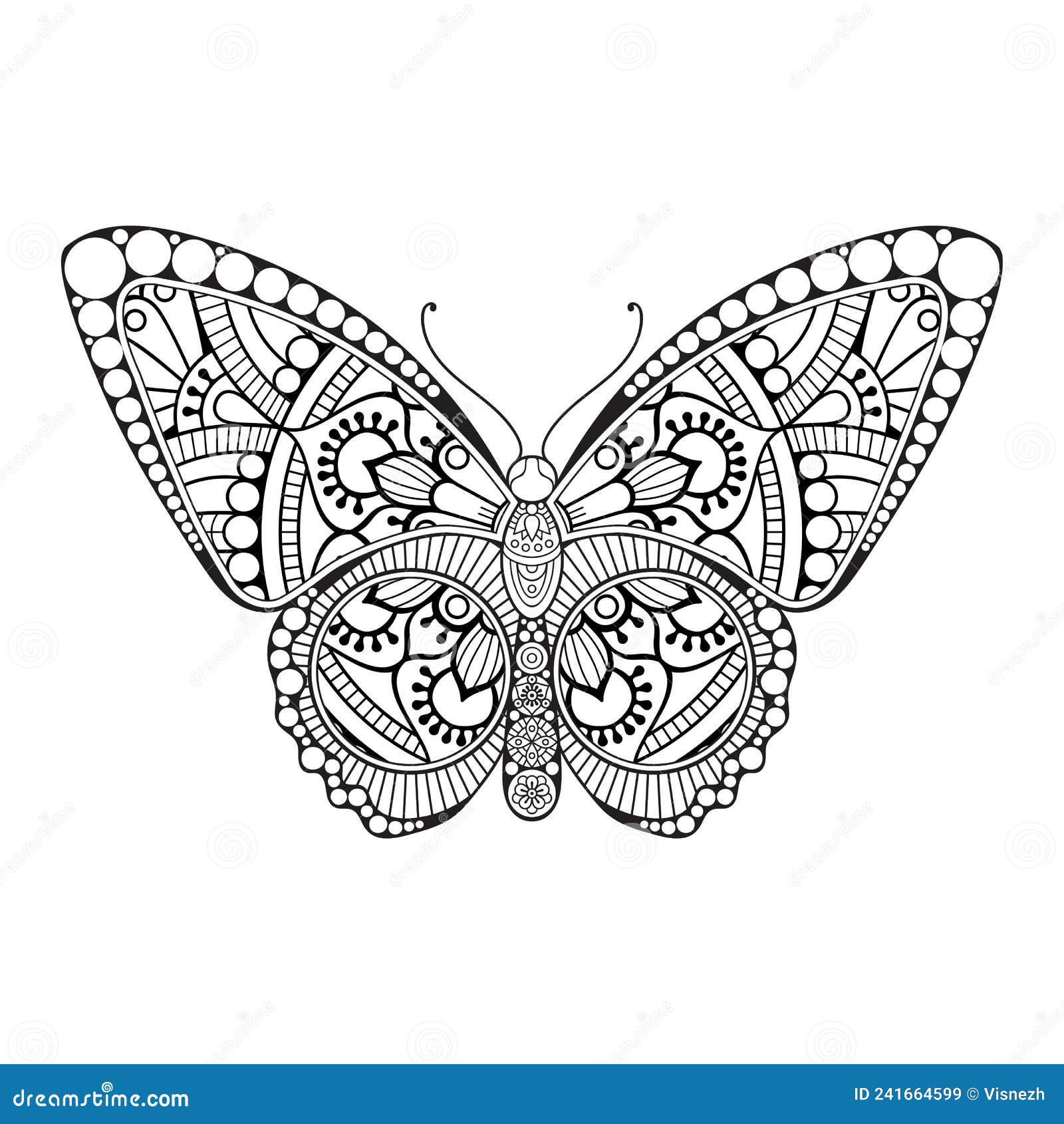 Vector Butterfly Black and White Element Line Art Print Design Stock ...
