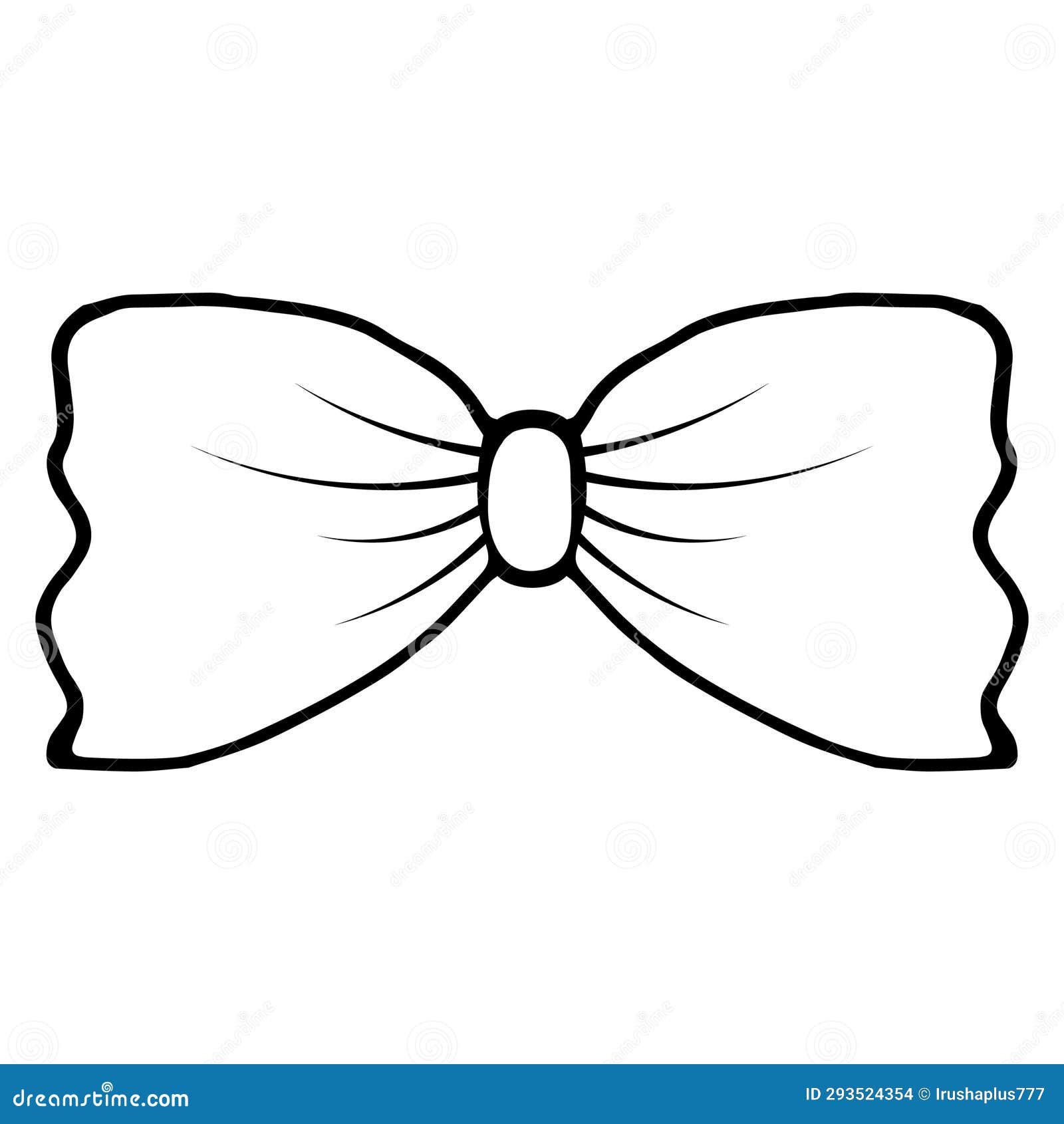 Vector Butterfly Bow with Wavy Edges in Doodle Style Linear Black Stock ...