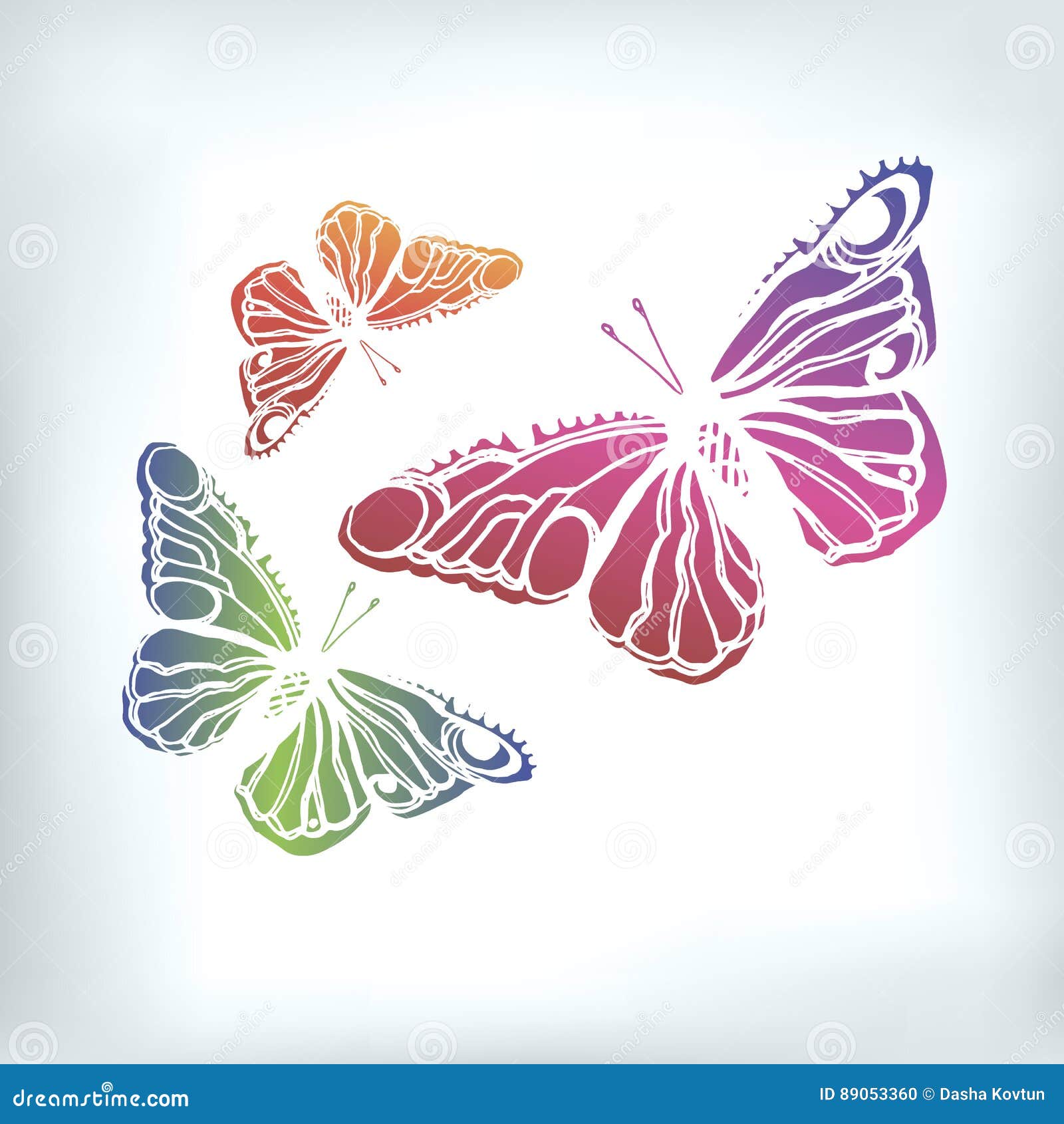 Vector Butterfly Insect Art White Decorative Stock Vector ...