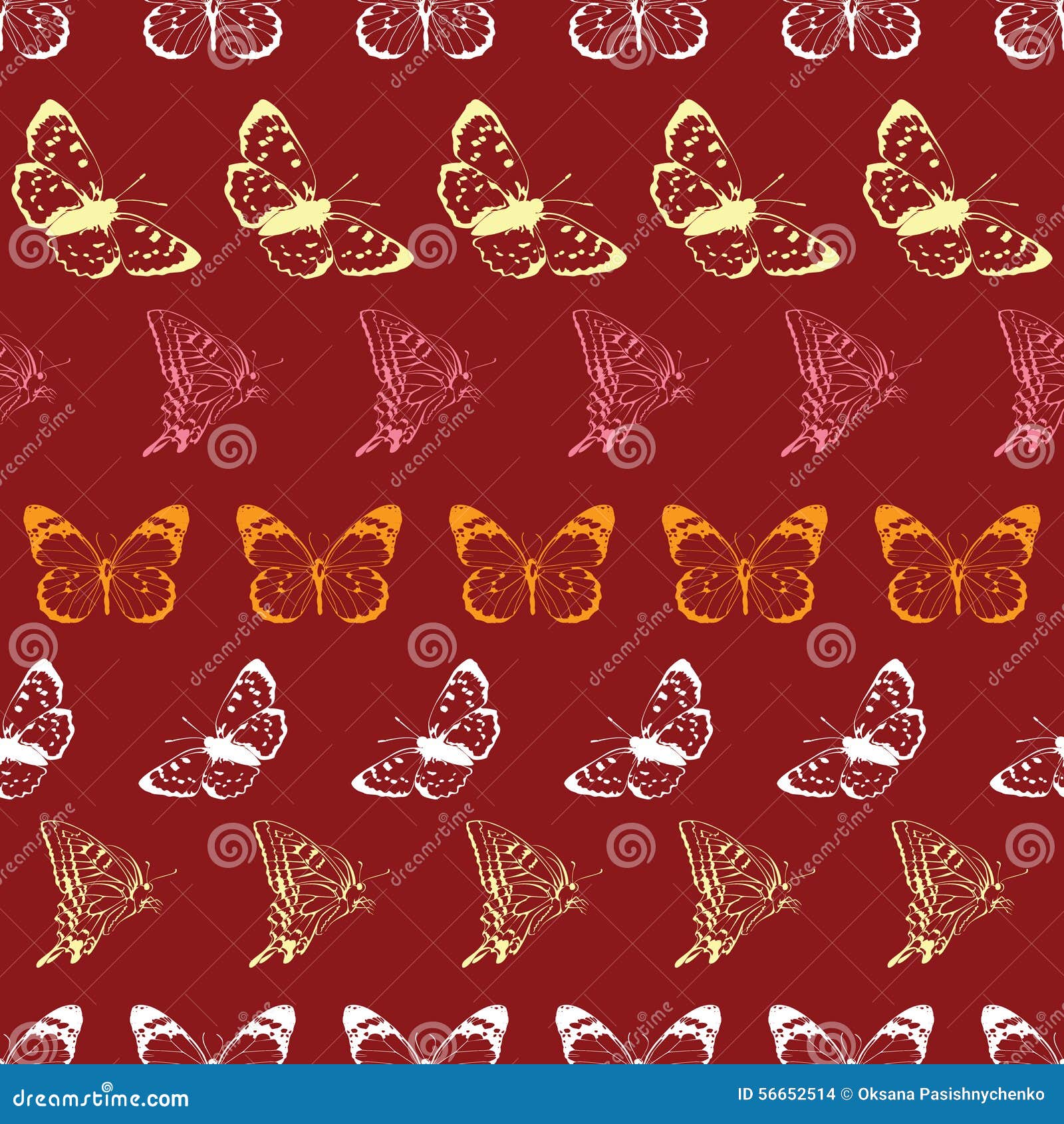 Vector Butterfly Lineart Stripes Seamless Pattern Stock Vector ...