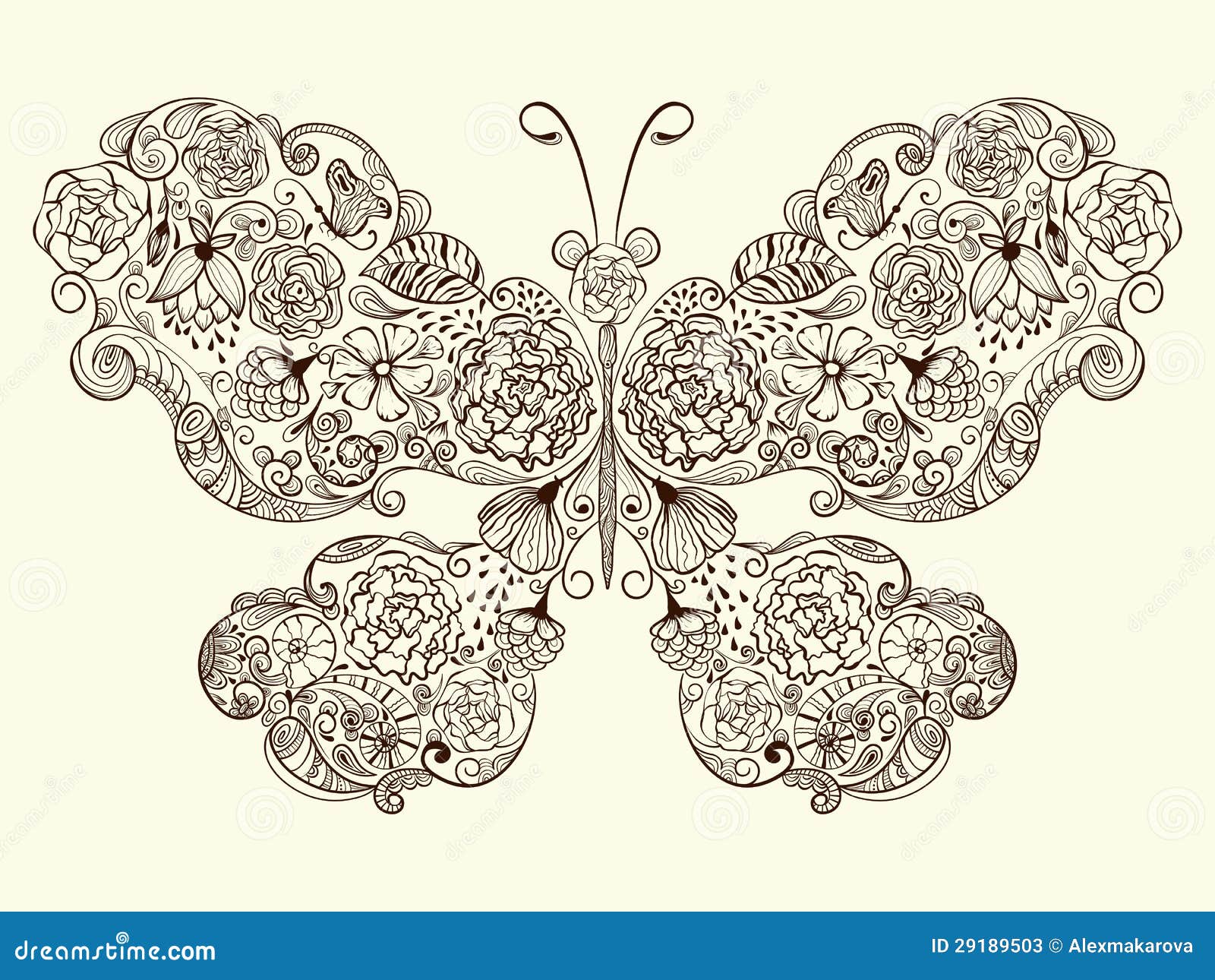 Butterfly Made of Flowers stock vector. Illustration of brown - 29189503