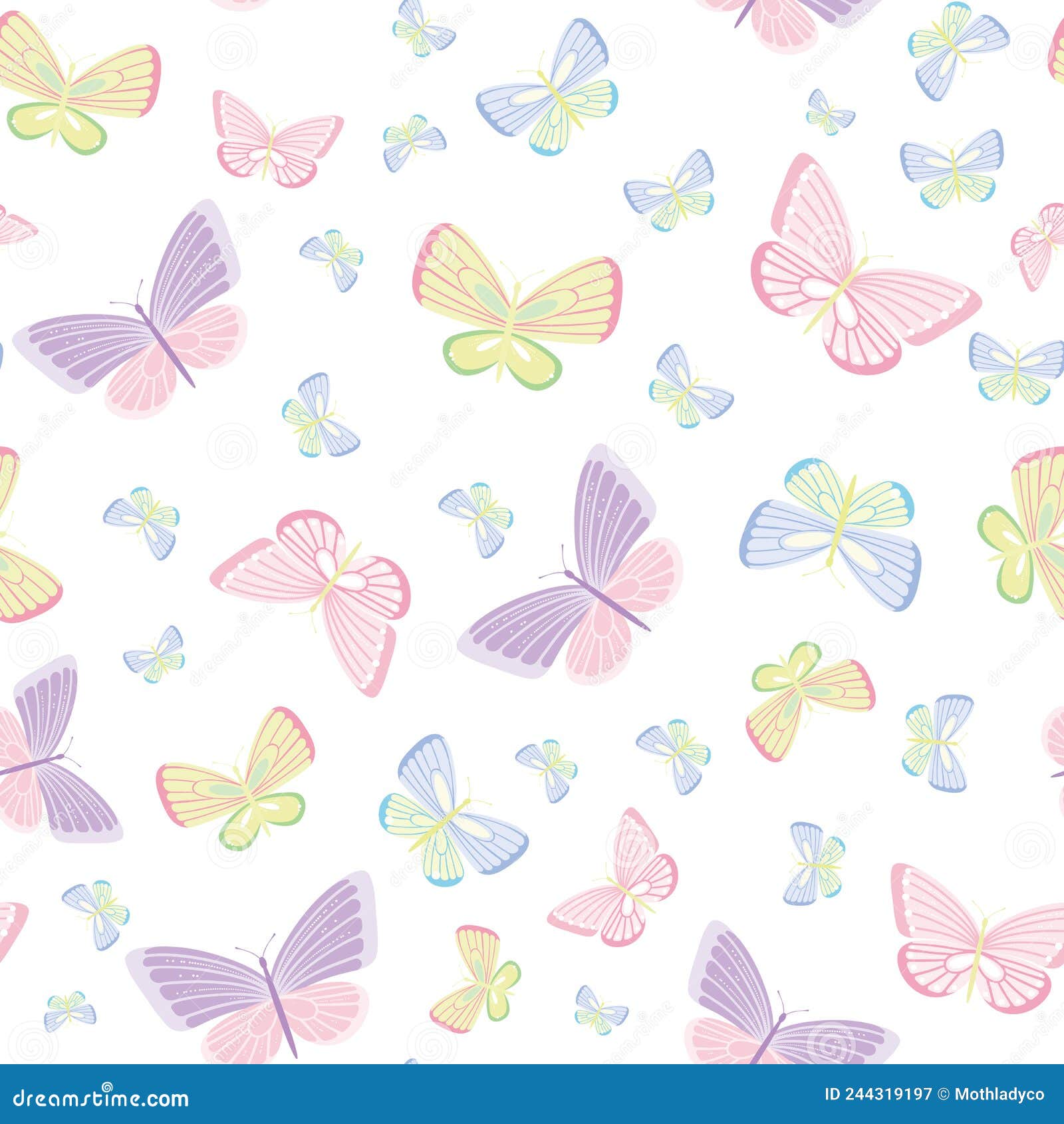 Vector Butterfly Seamless Repeat Pattern Design Background, Colorful Pastel Design Stock Vector ...