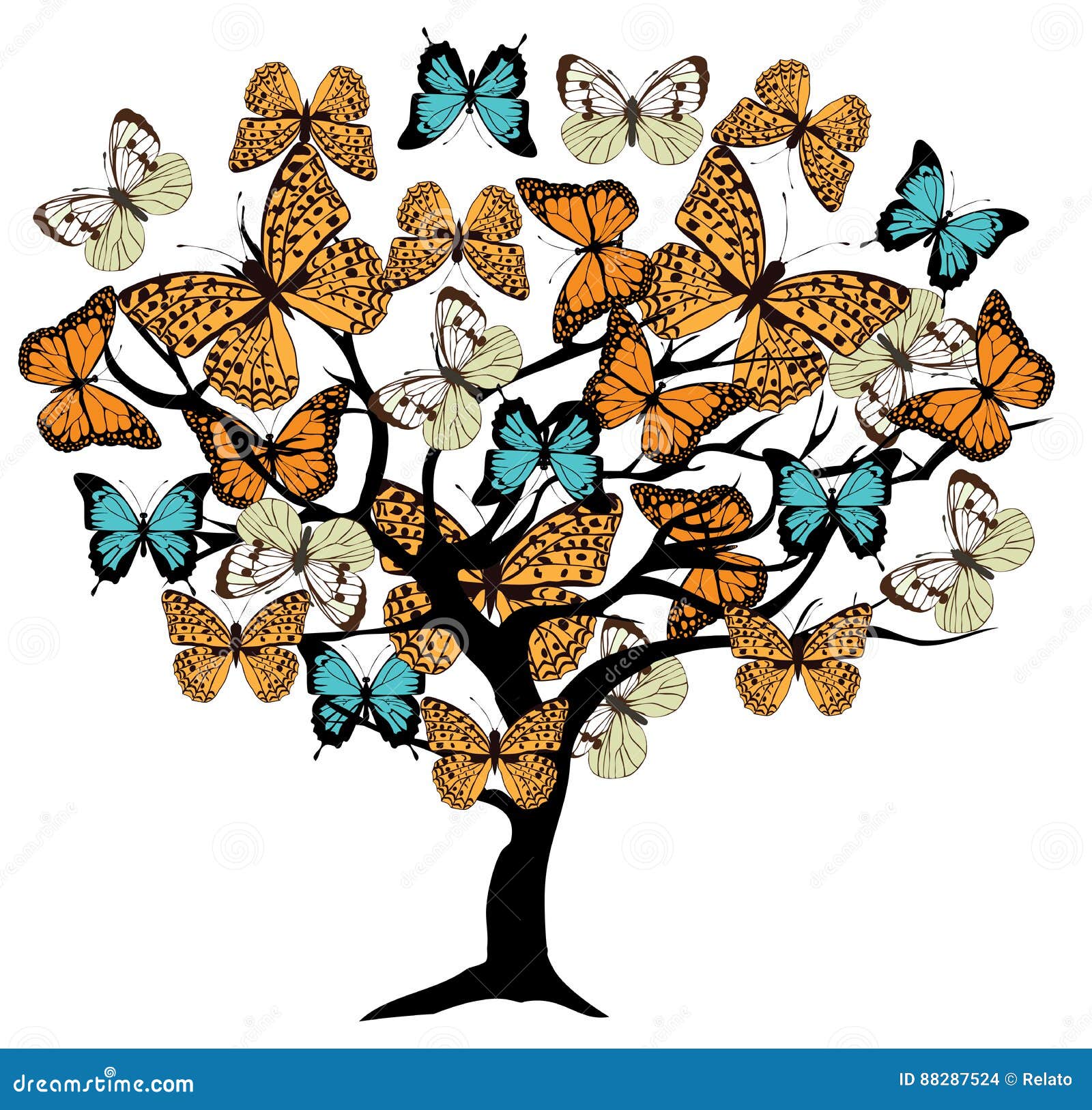 Vector Butterfly Tree stock vector. Illustration of pattern - 88287524