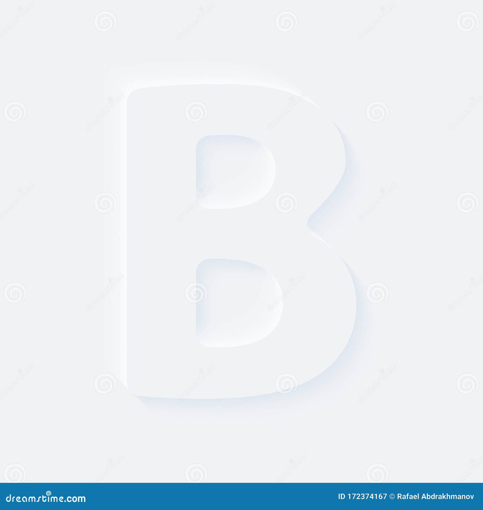 Vector Button Letter of Alphabet B. Bright White Gradient Neumorphic ...