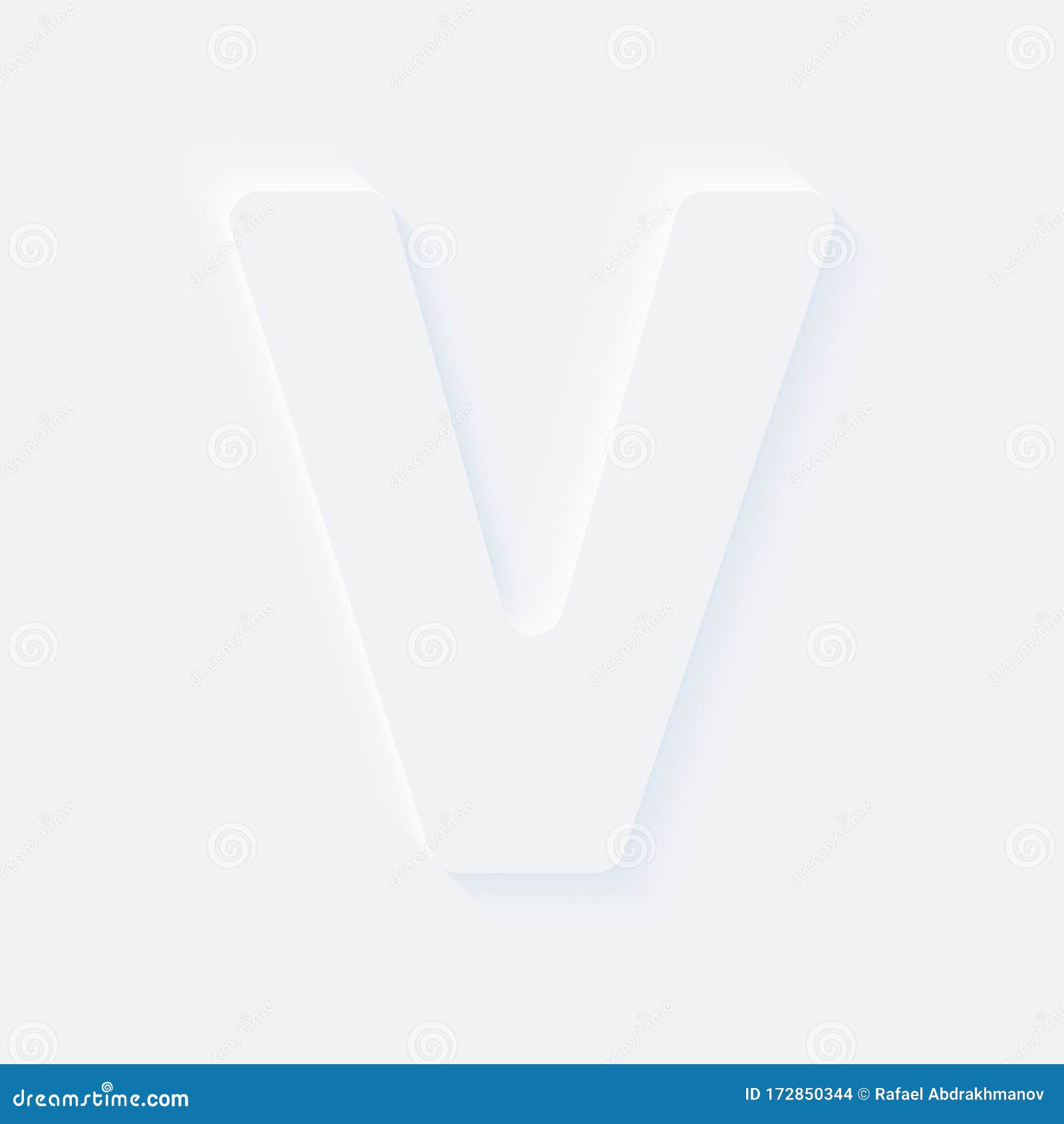 Vector Button Letter of Alphabet V. Bright White Gradient Neumorphic ...